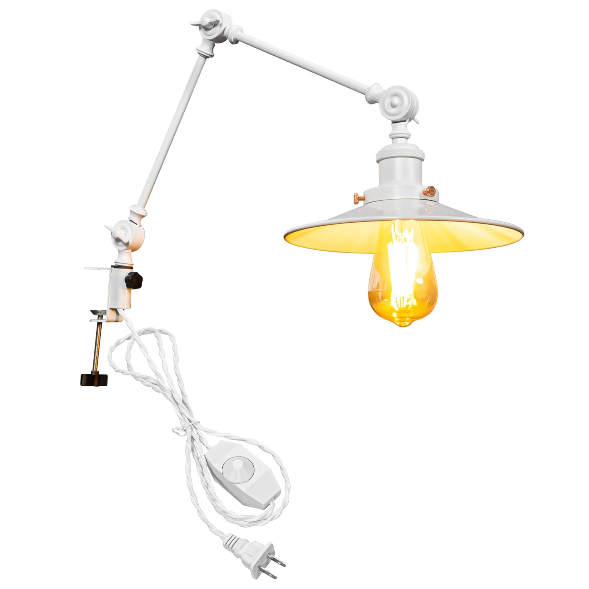 Kiven Dimmable Clip-on Desk Lamp, 1-Light Iron Modern Nightstand Lamp ...