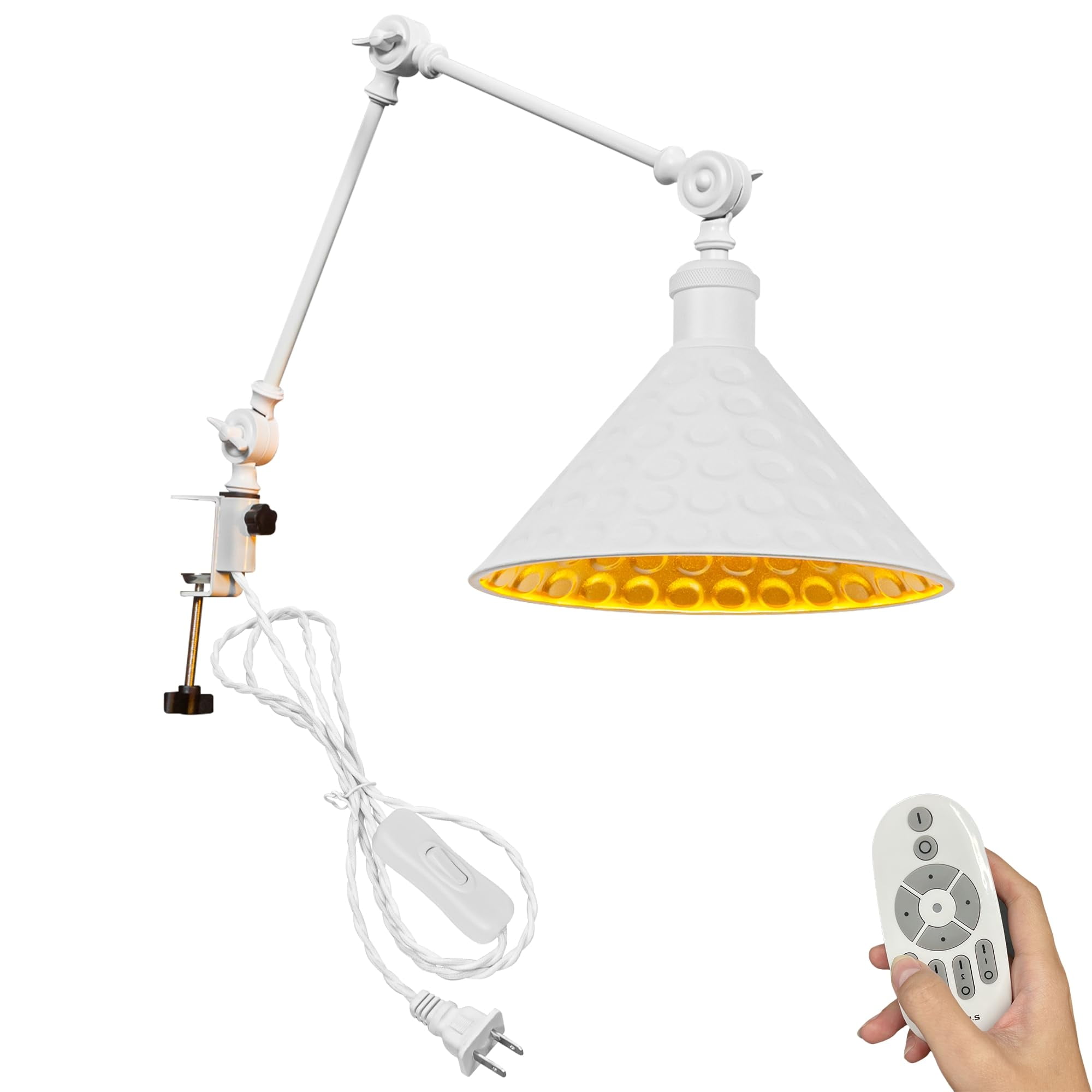 Kiven Dimmable Clip-on Desk Lamp, 1-Light Iron Modern Nightstand Lamp ...
