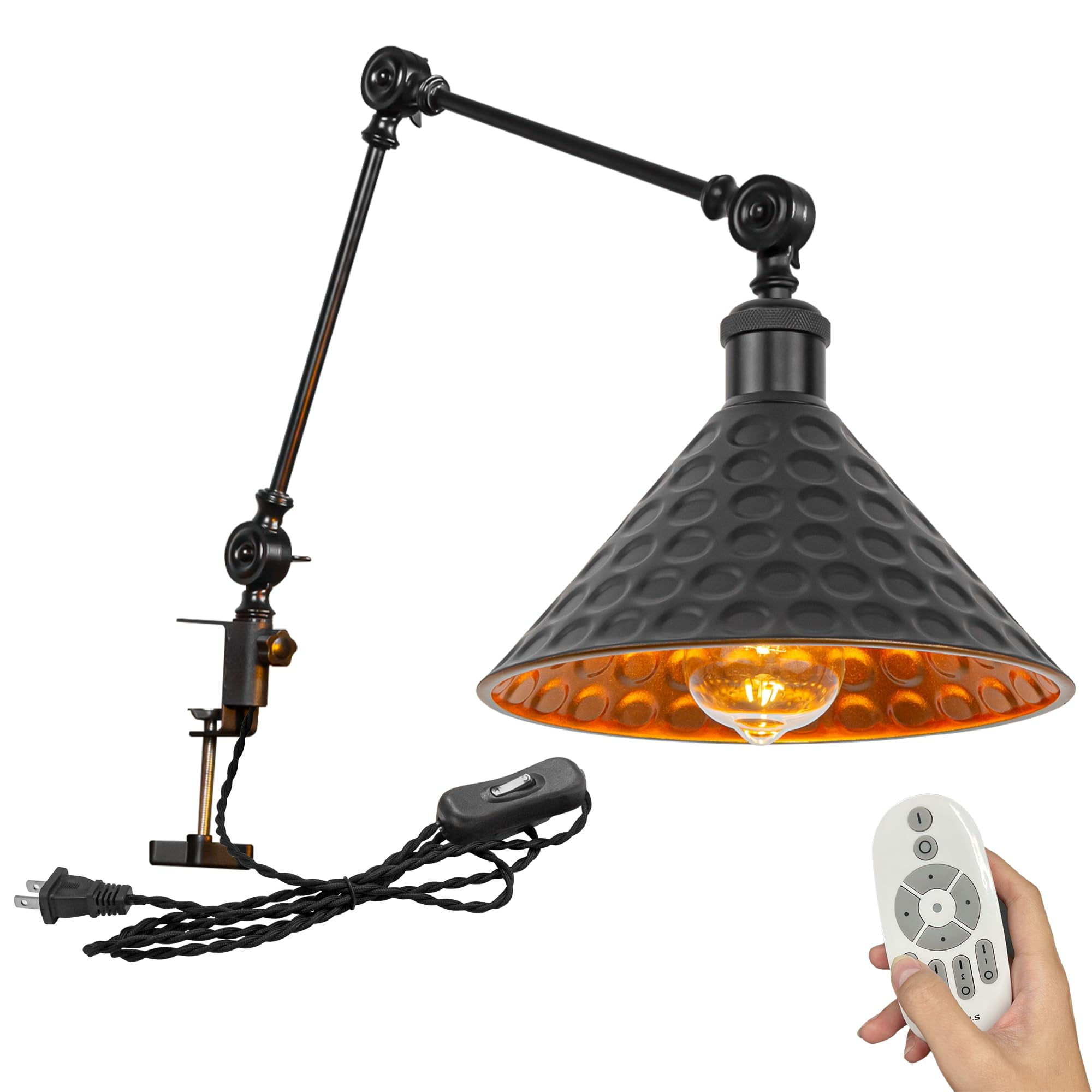 Kiven Dimmable Clip-on Desk Lamp, 1-Light Iron Modern Nightstand Lamp ...