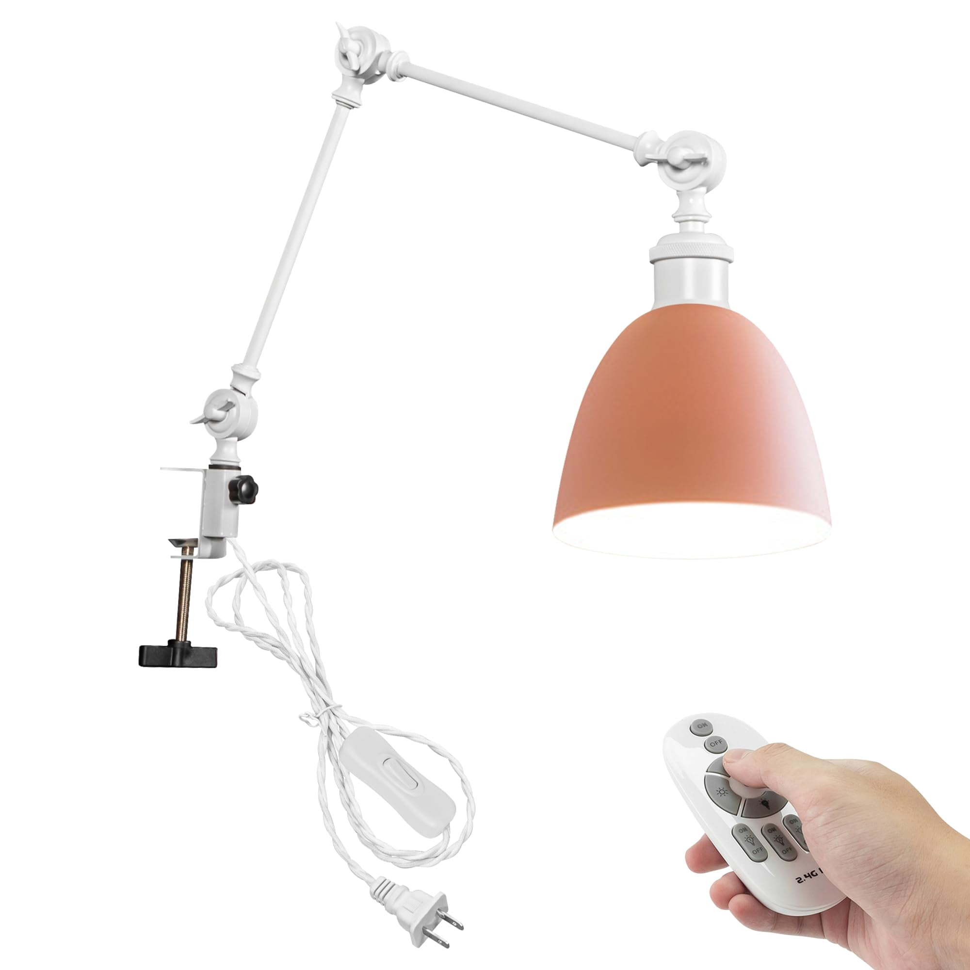 Kiven Dimmable Clip-on Desk Lamp, 1-Light Iron Modern Nightstand Lamp ...