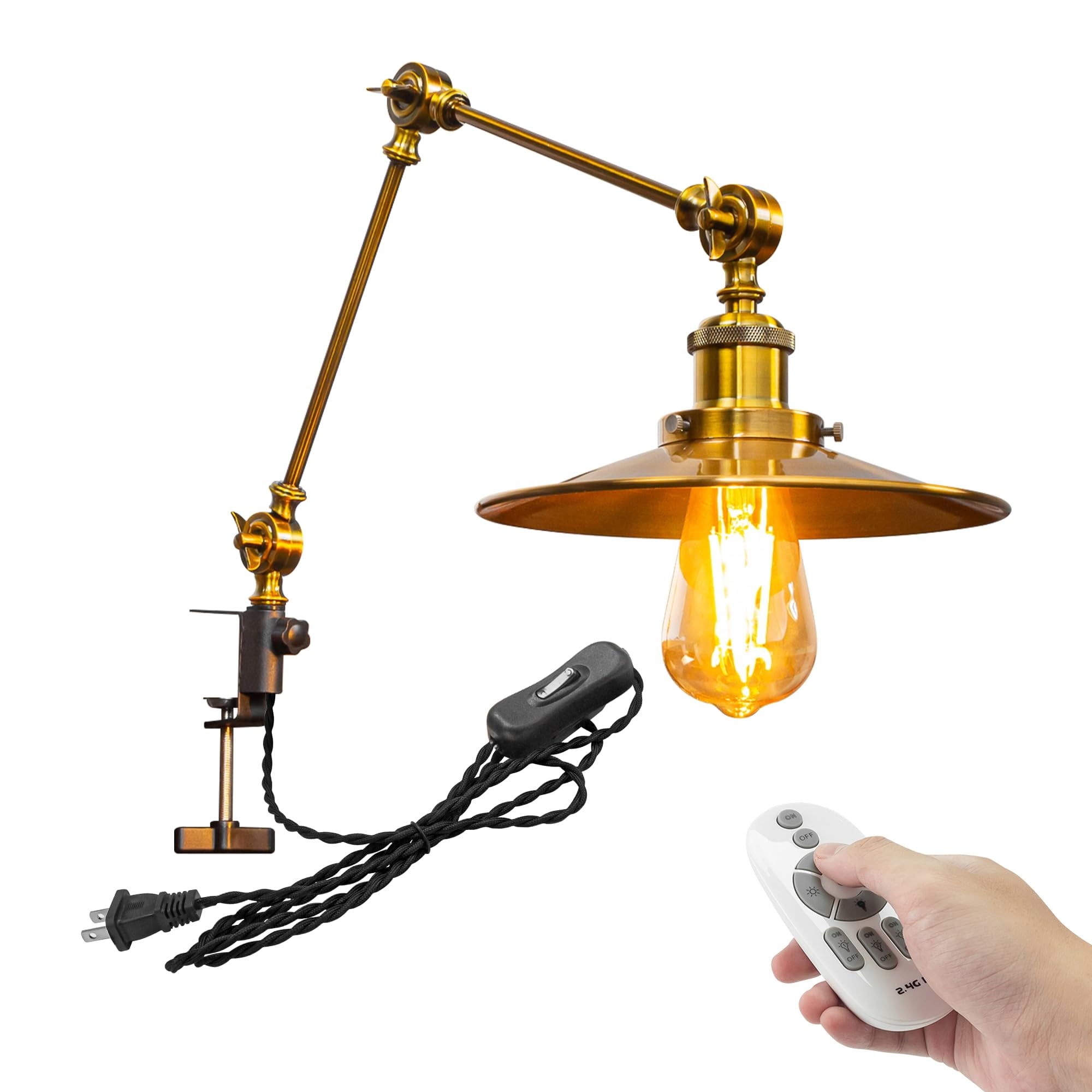 Kiven Dimmable Clip-on Desk Lamp, 1-Light Iron Modern Nightstand Lamp ...