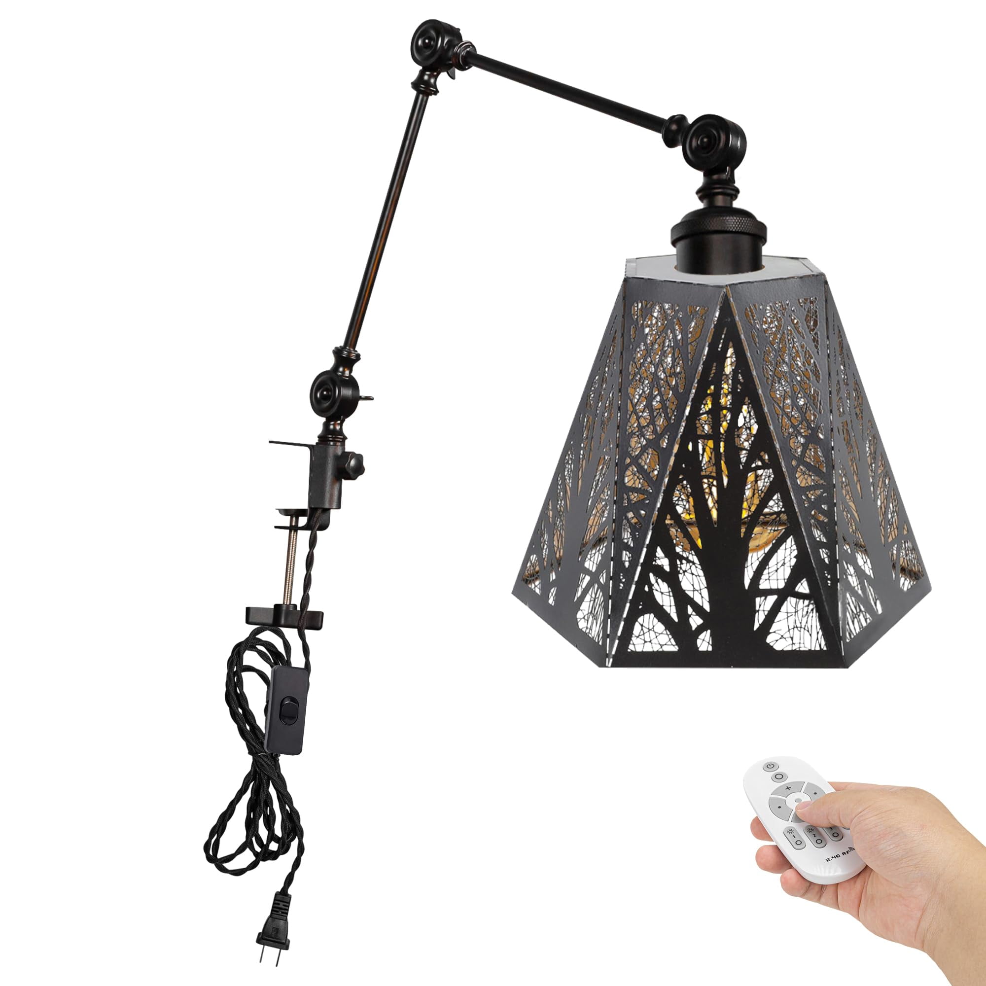 Kiven Dimmable Clip-on Desk Lamp, 1-Light Iron Nightstand Lamp with ...