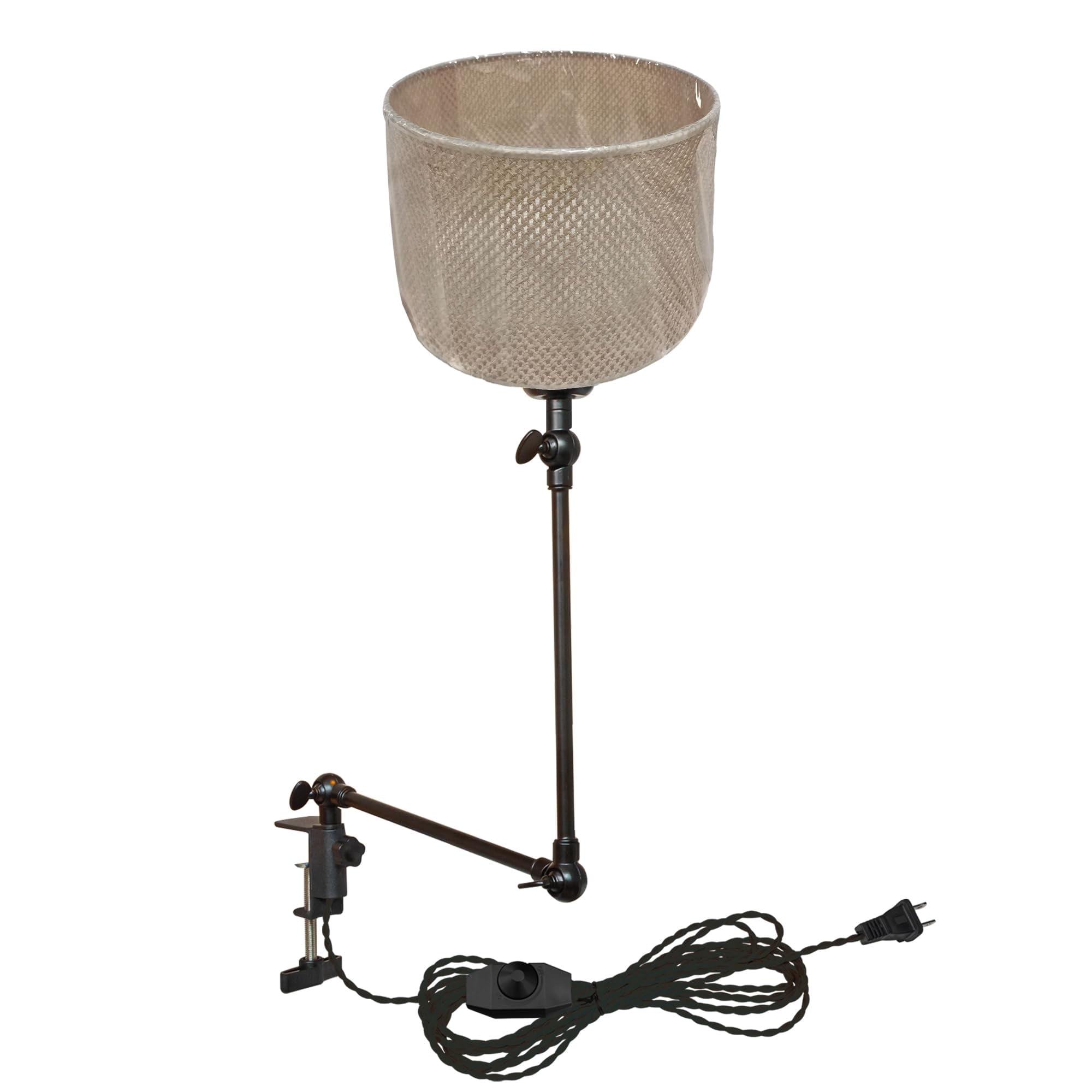 Kiven Dimmable Clip-on Desk Lamp, 1-Light Rattan Nightstand Lamp with ...