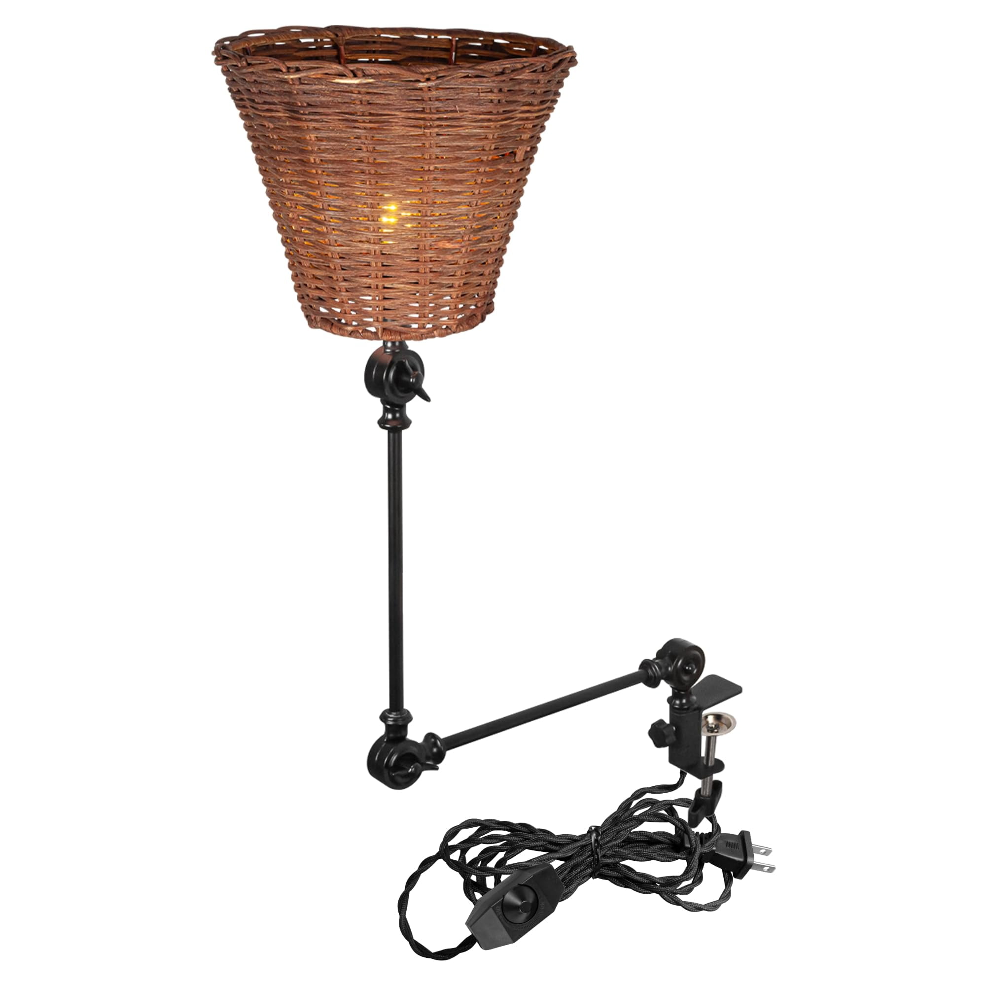 Kiven Dimmable Clip-on Desk Lamp, E12 Rattan Nightstand Lamps with ...