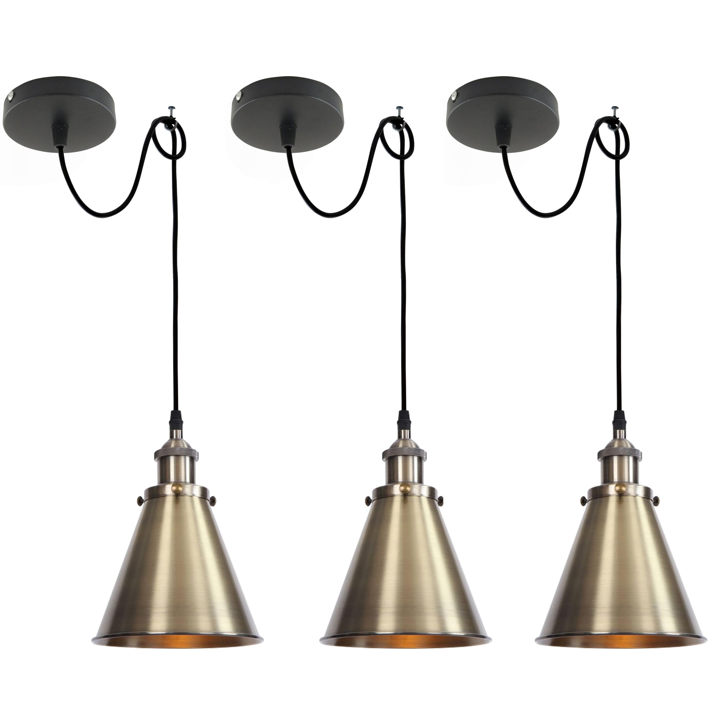 Kiven Farmhouse Iron Pendant Light Fixture 3 Pack, High Ceiling ...