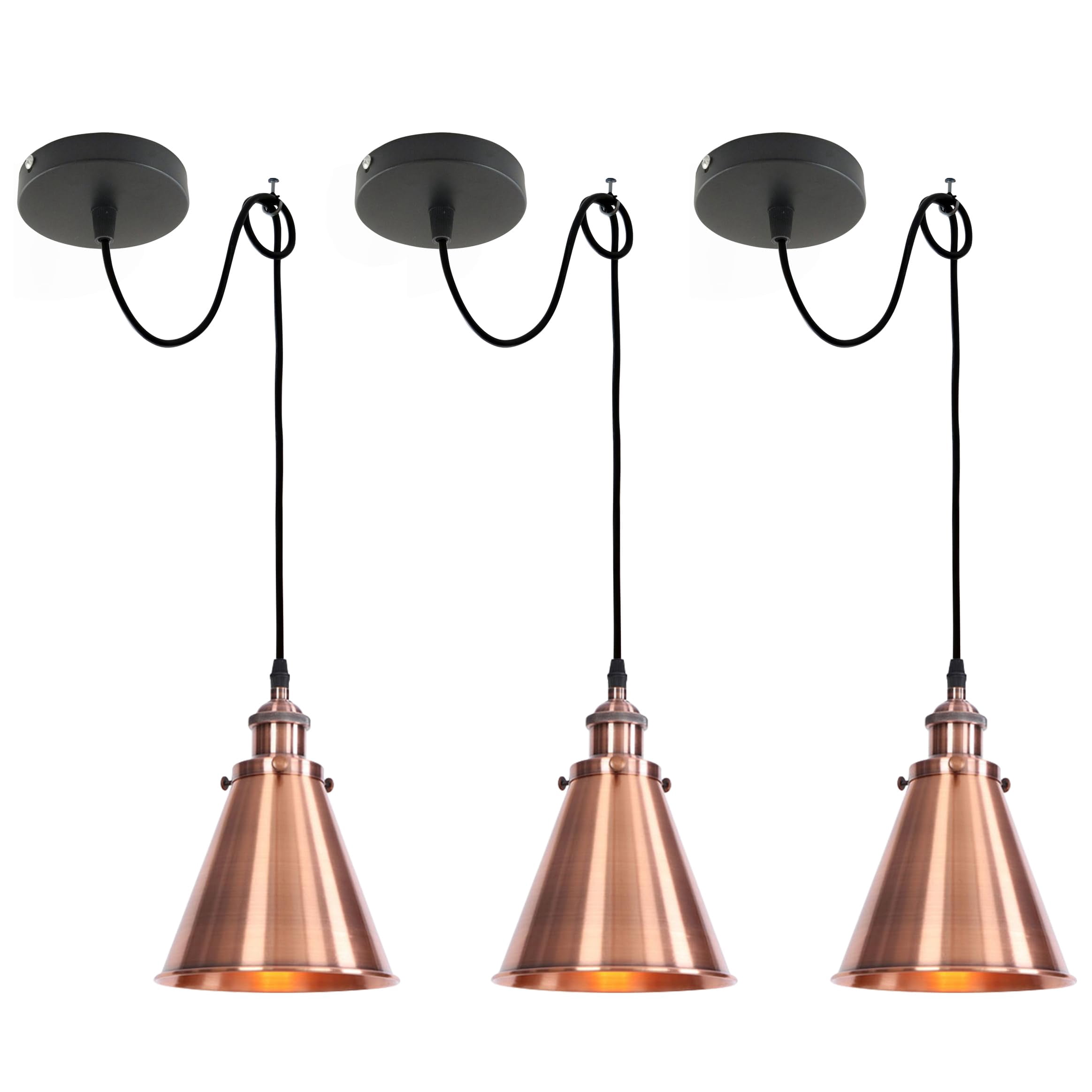 Kiven Farmhouse Iron Pendant Light Fixture 3 Pack, High Ceiling ...