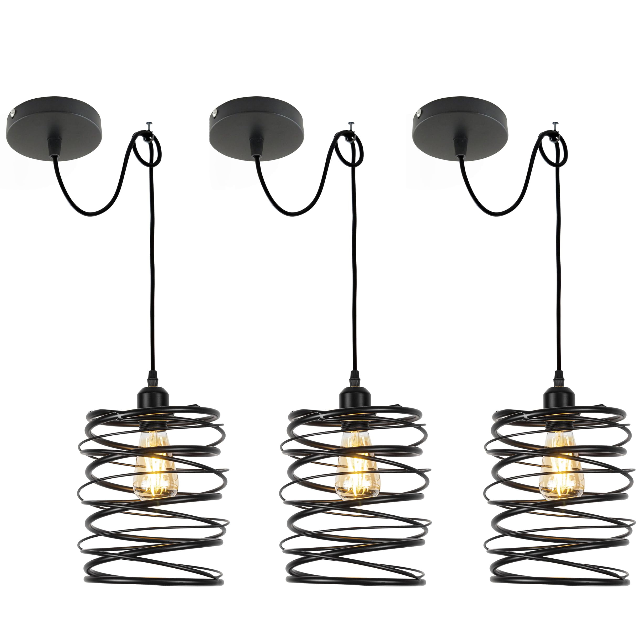 Kiven Farmhouse Iron Pendant Light Fixture 3 Pack, High Ceiling ...