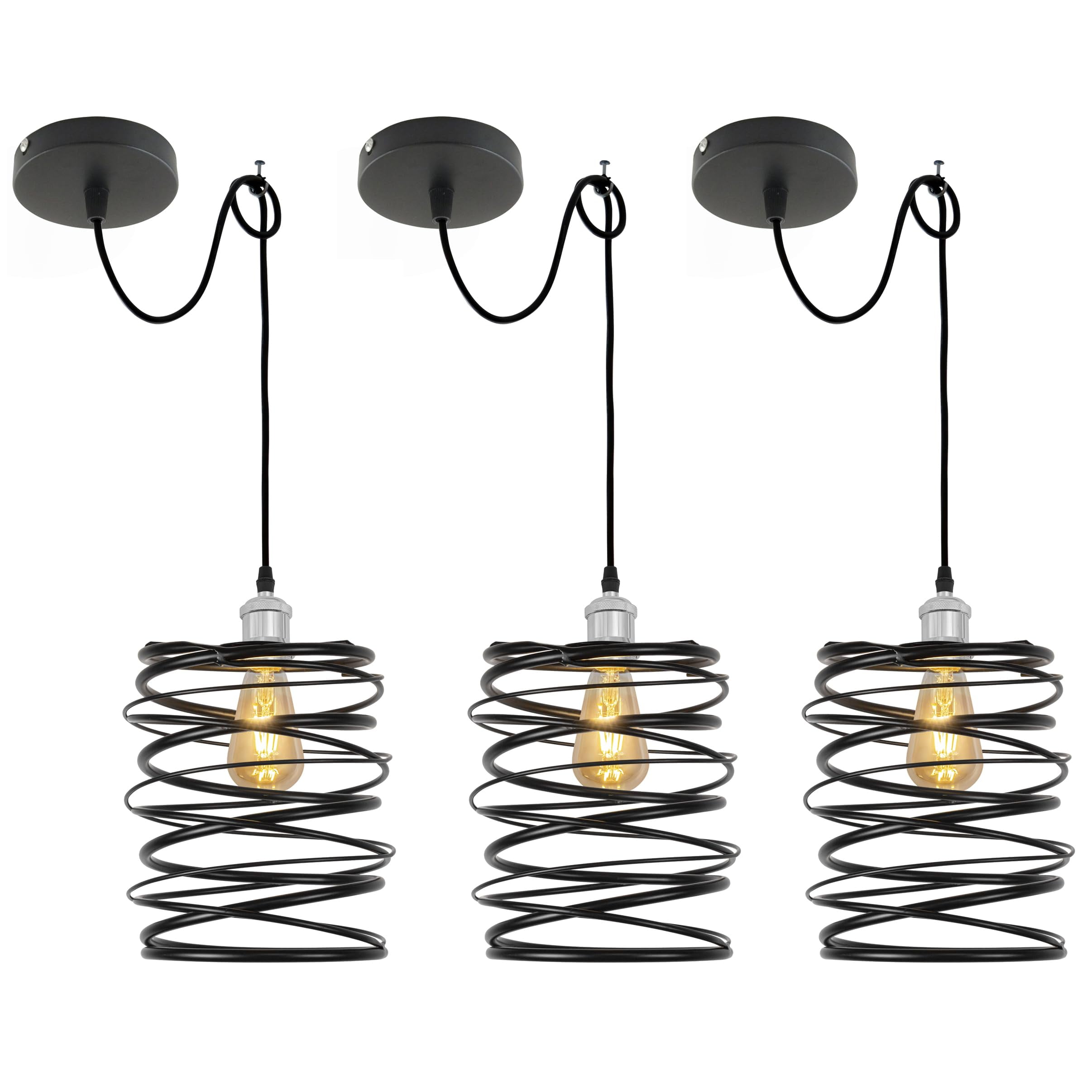 Kiven Farmhouse Iron Pendant Light Fixture 3 Pack, High Ceiling ...