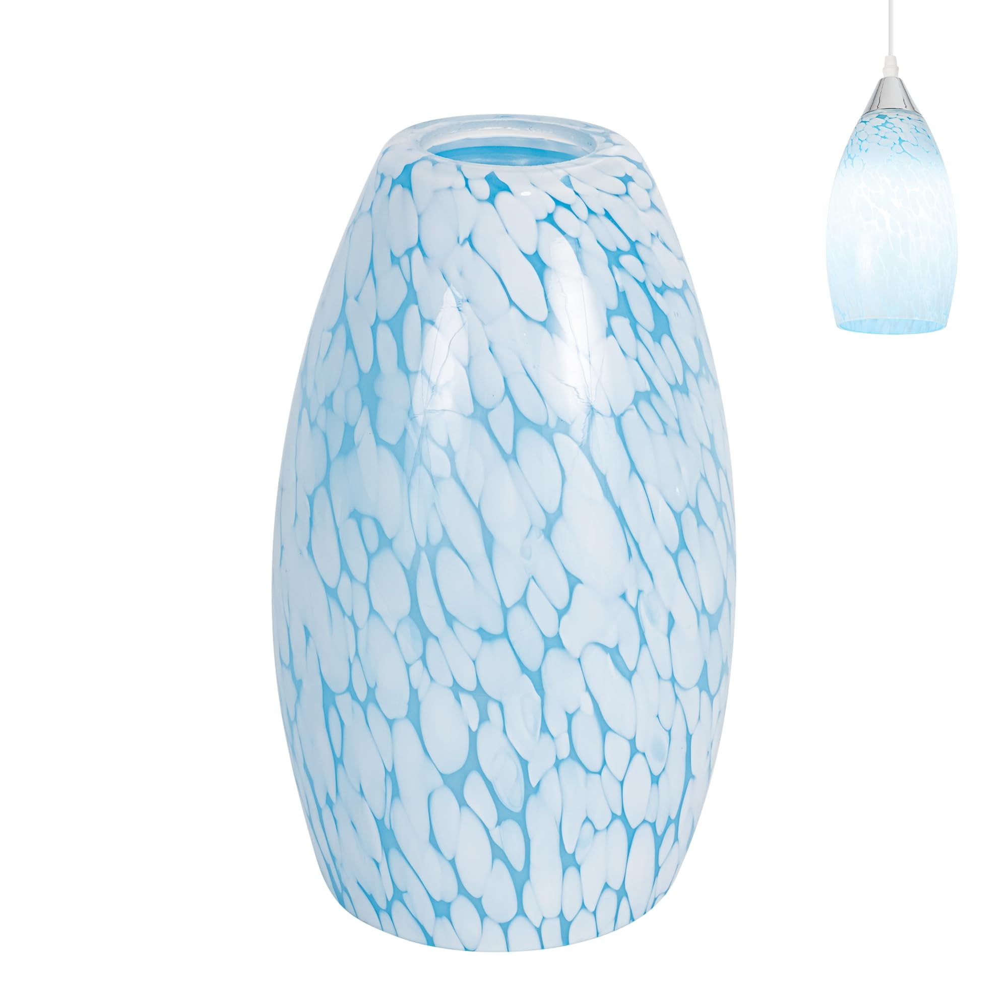 Kiven Glass Pendant Lamp Shade, φ 4.7"*H 8" Art Glass Lamp Covers, 1 ...