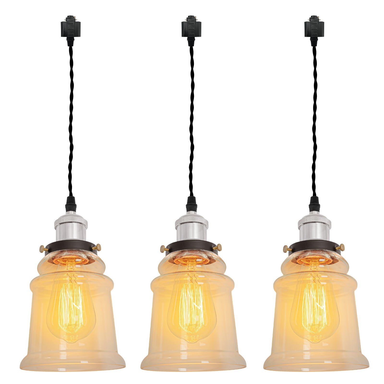 Kiven H Track Pendant Lightning, 3 Lights Modern H Track Lighting Glass ...