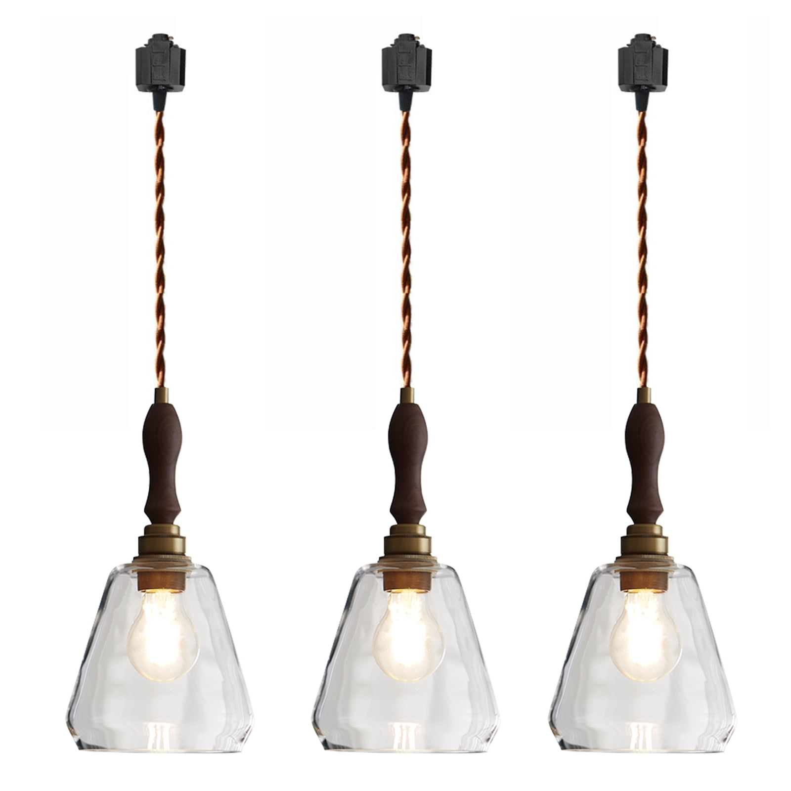 Kiven H Track Pendant Lightning, 3 Lights Modern H Track Lighting Glass ...