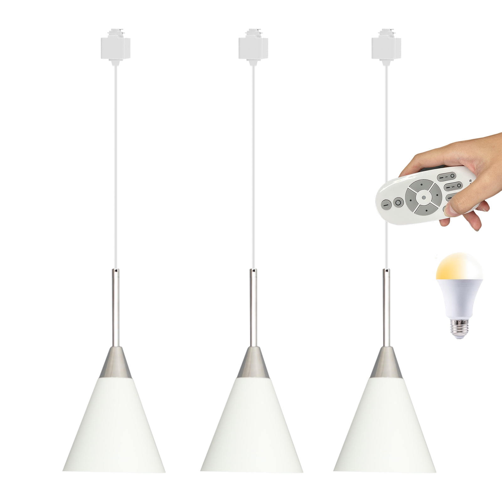 Kiven H Track Pendant Lightning with Remote Control, 3 Lights Dimmable Modern H Track Lighting ...