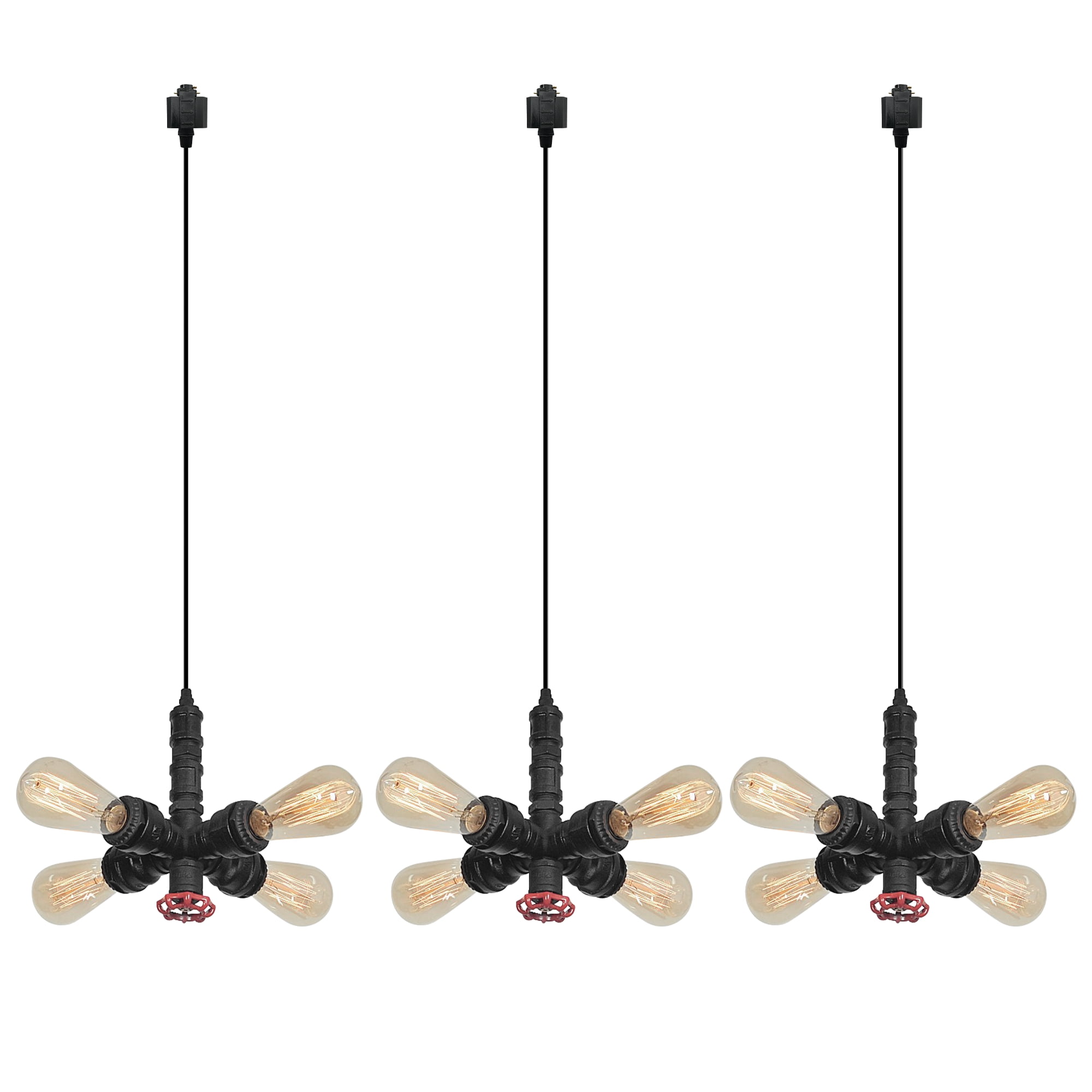 Kiven H-Type Track Lighting, 3-Light Industrial Halo Track Pendant ...