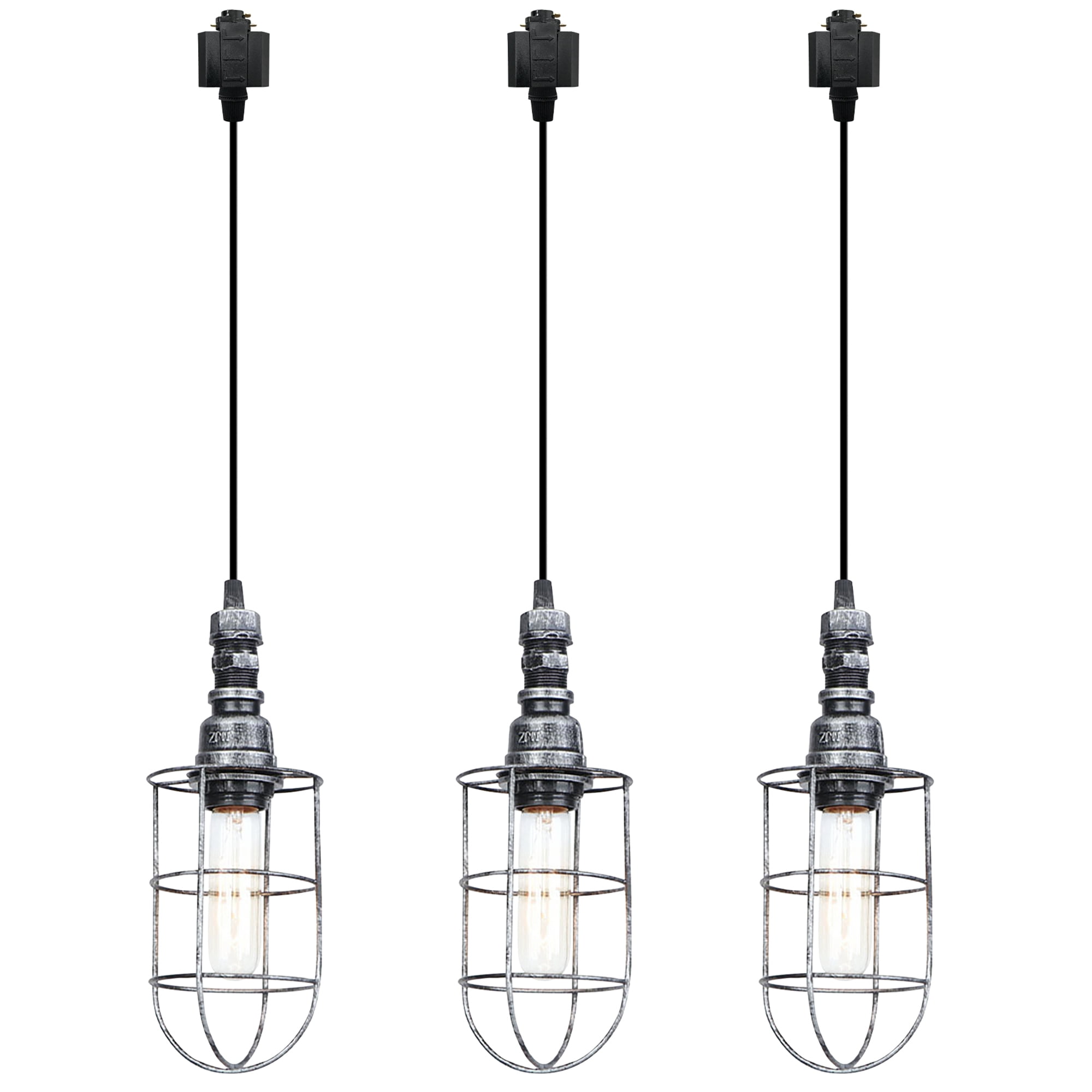 Kiven H-Type Track Lighting, 3-Light Industrial Halo Track Pendant ...