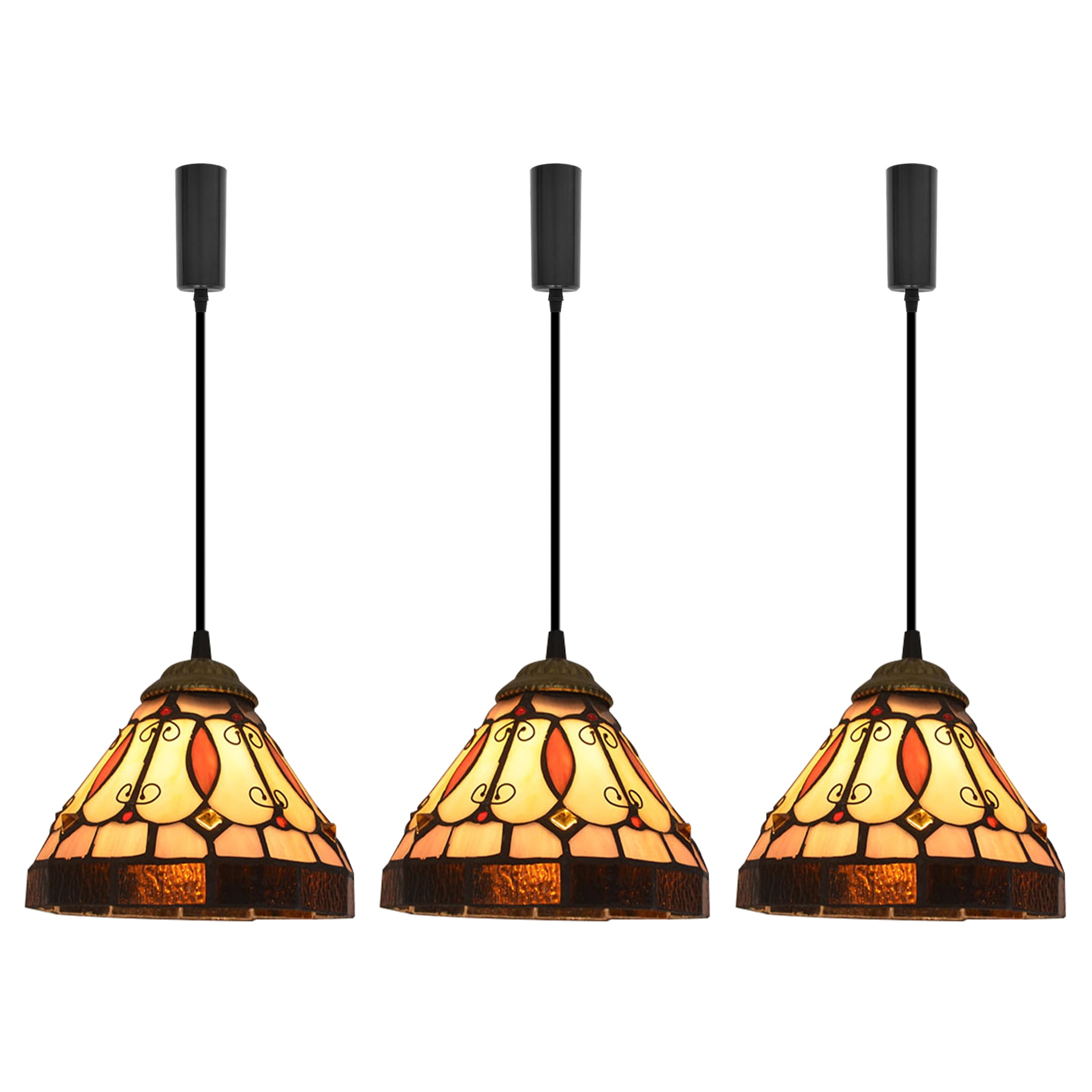 Kiven H-Type Track Lighting, 3-Light Tiffany Halo Track Pendant Light ...
