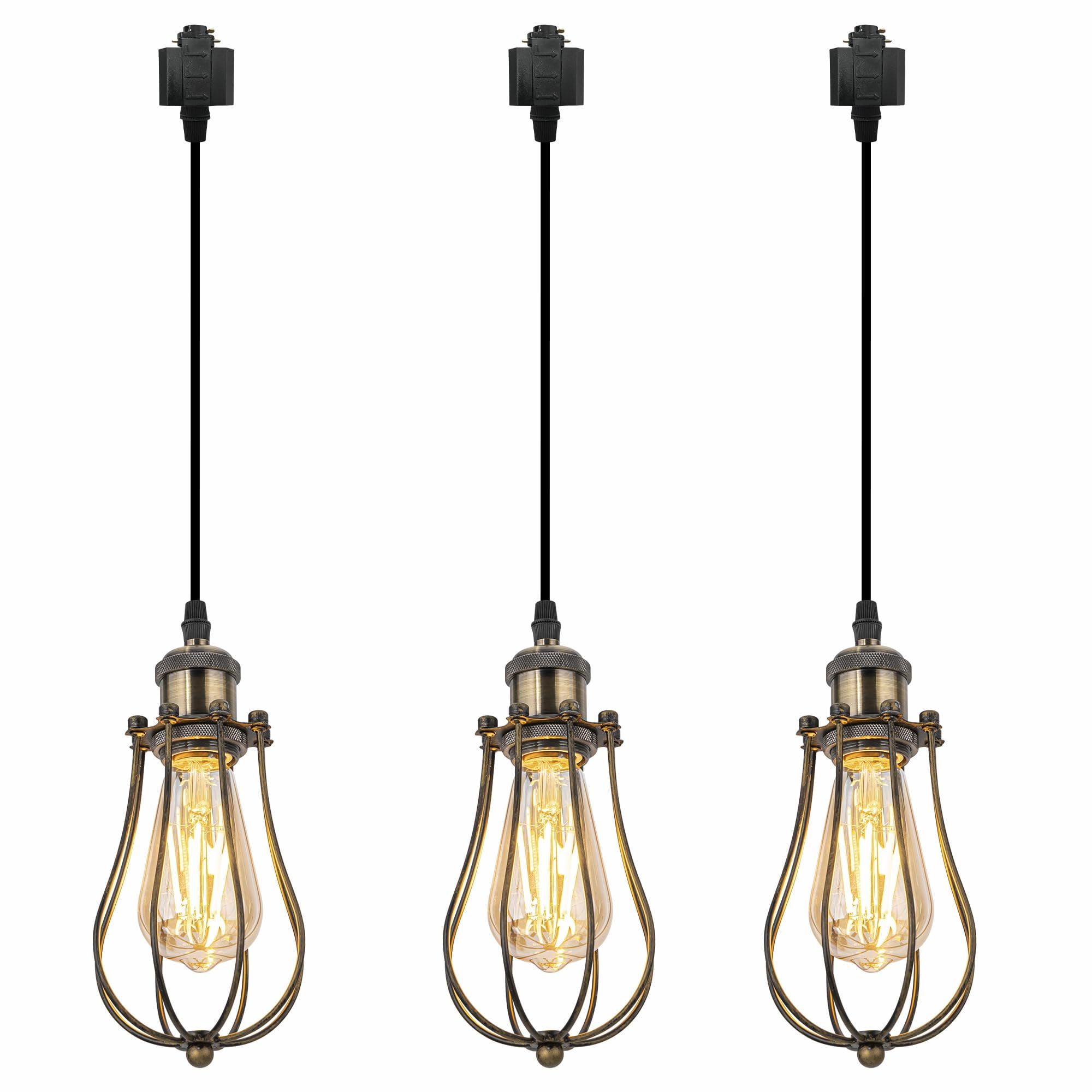 Kiven H-Type track lighting pendants,3-Light Industrial Bronze h track ...