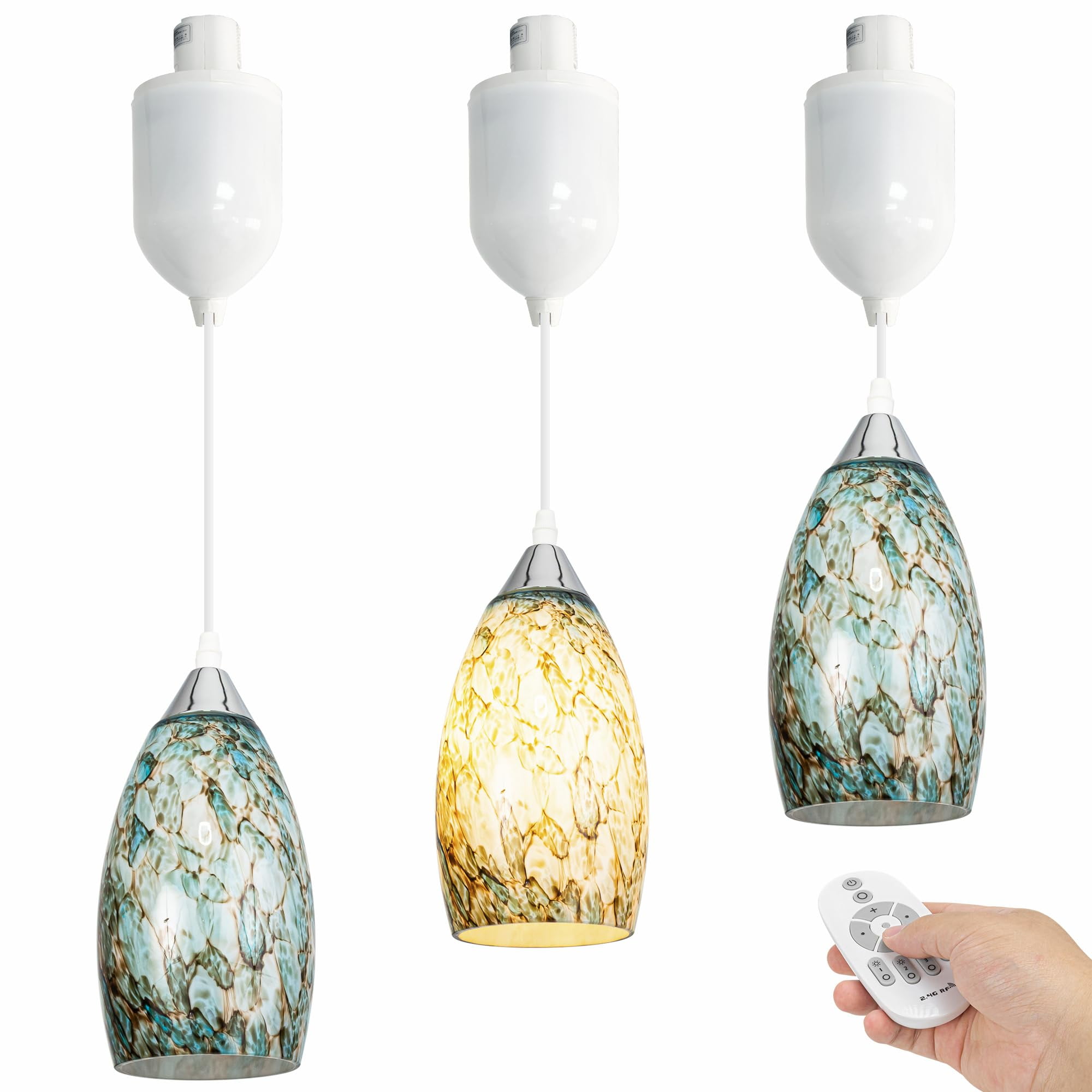 Kiven H-Type track lighting pendants Adjustable Height,3 Pack Dimmable ...