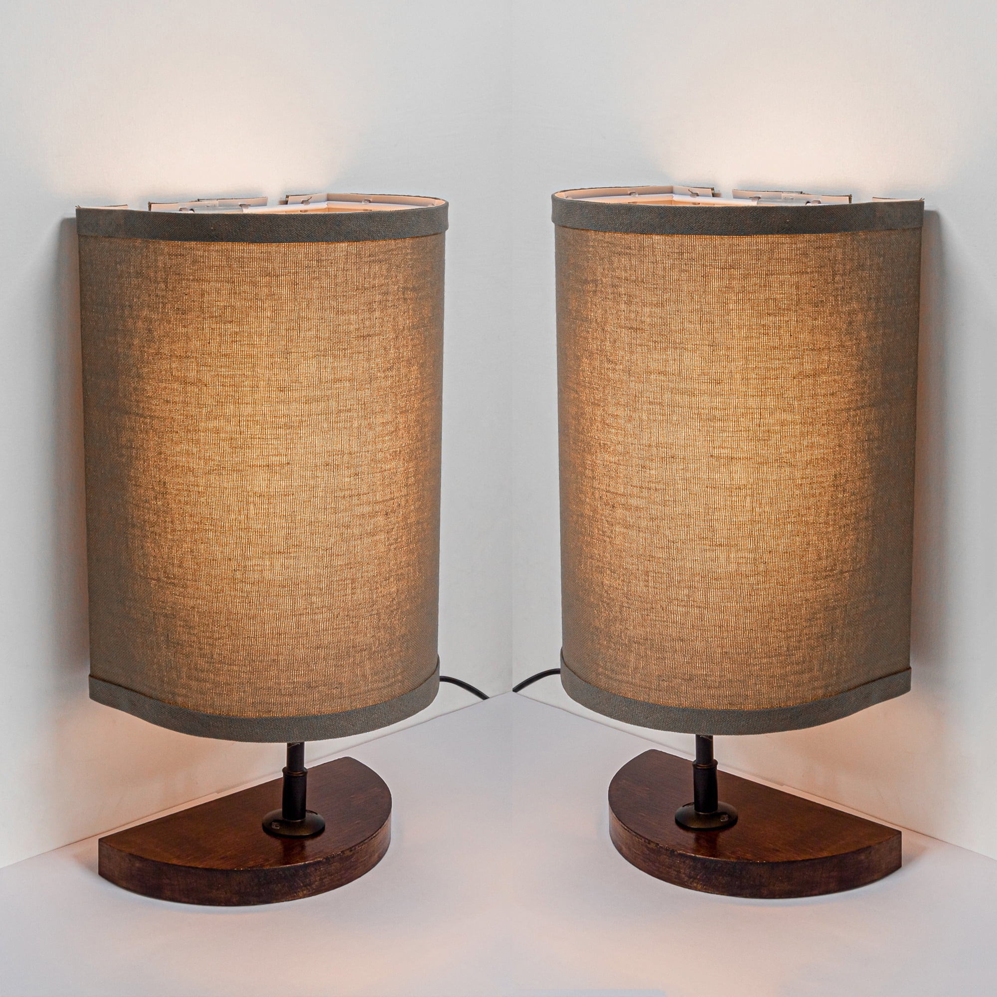 Kiven Half Shade Table Lamps, Modern Table Light with Fabric Half Lamp ...