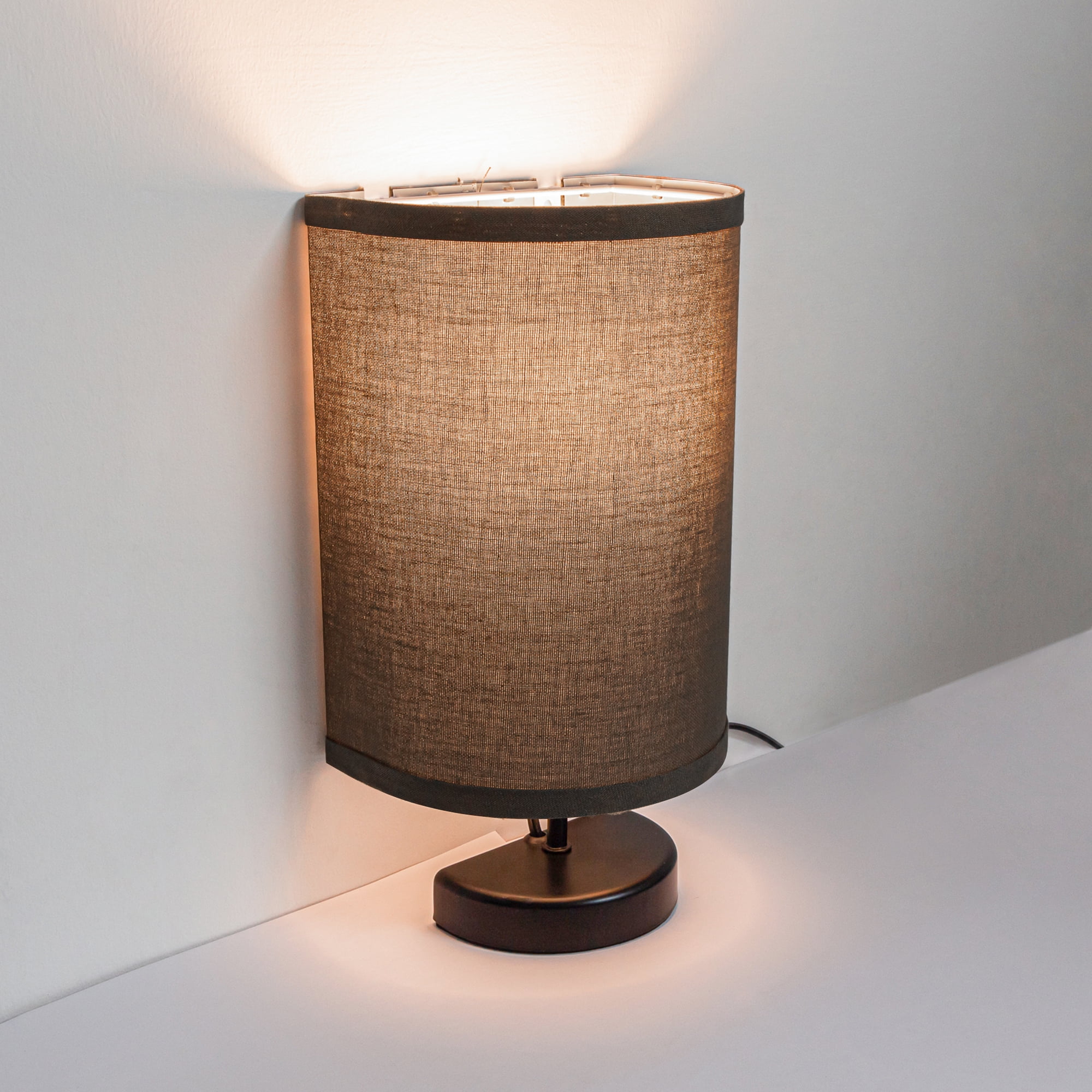 Kiven Half Shade Table Lamps, Modern Table Light with Fabric Half Lamp ...