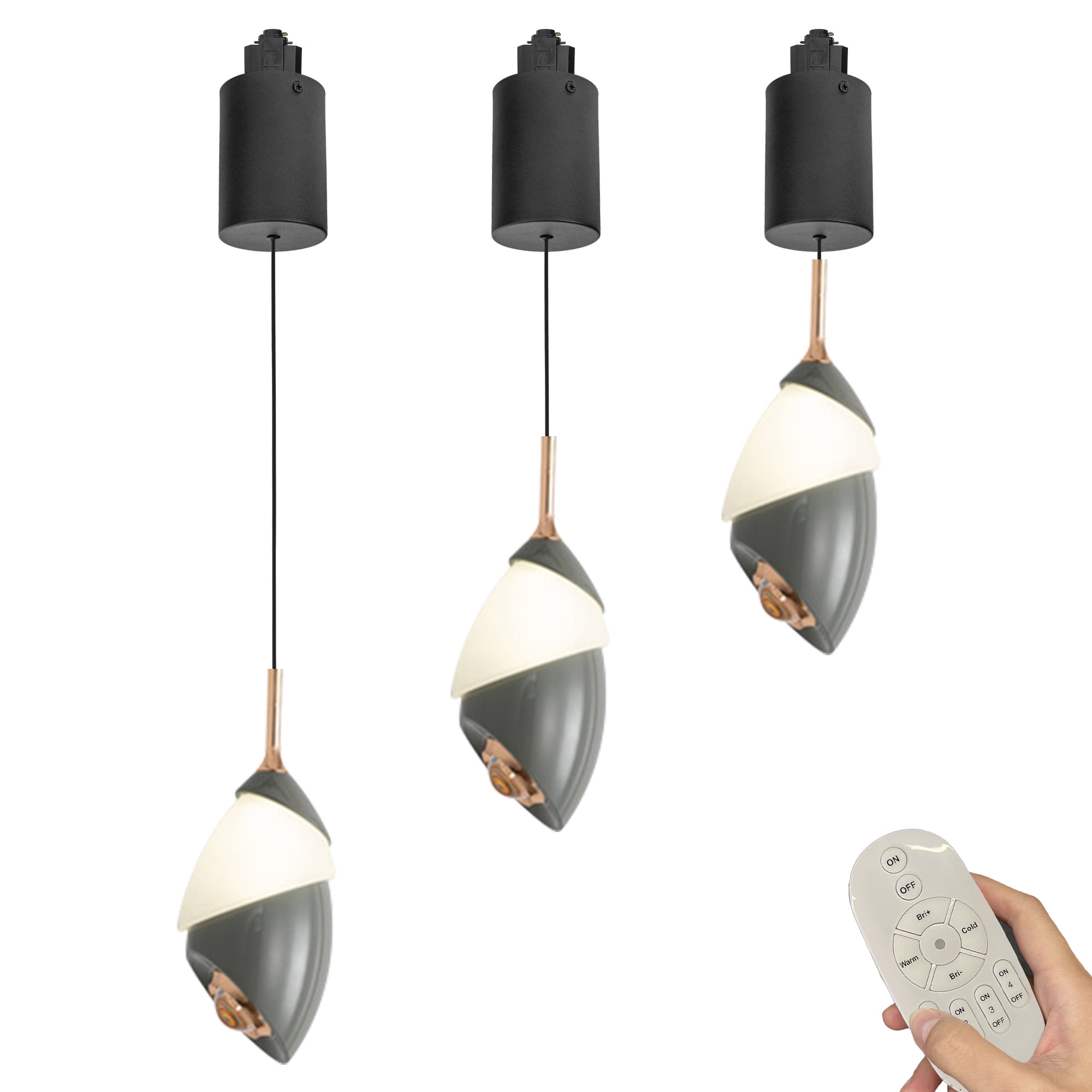 Kiven J-Type LED Track Lighting, 3-Light Modern Dimmable Juno Track ...