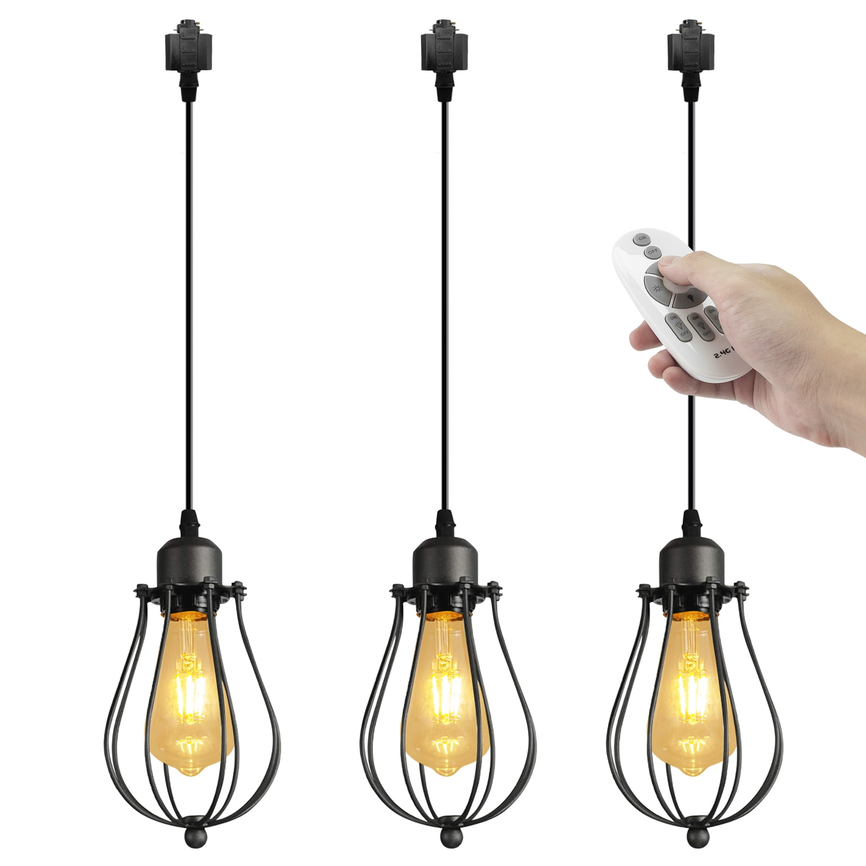 Kiven J-Type Track Lighting, 3-Light Industrial Juno Track Pendant ...