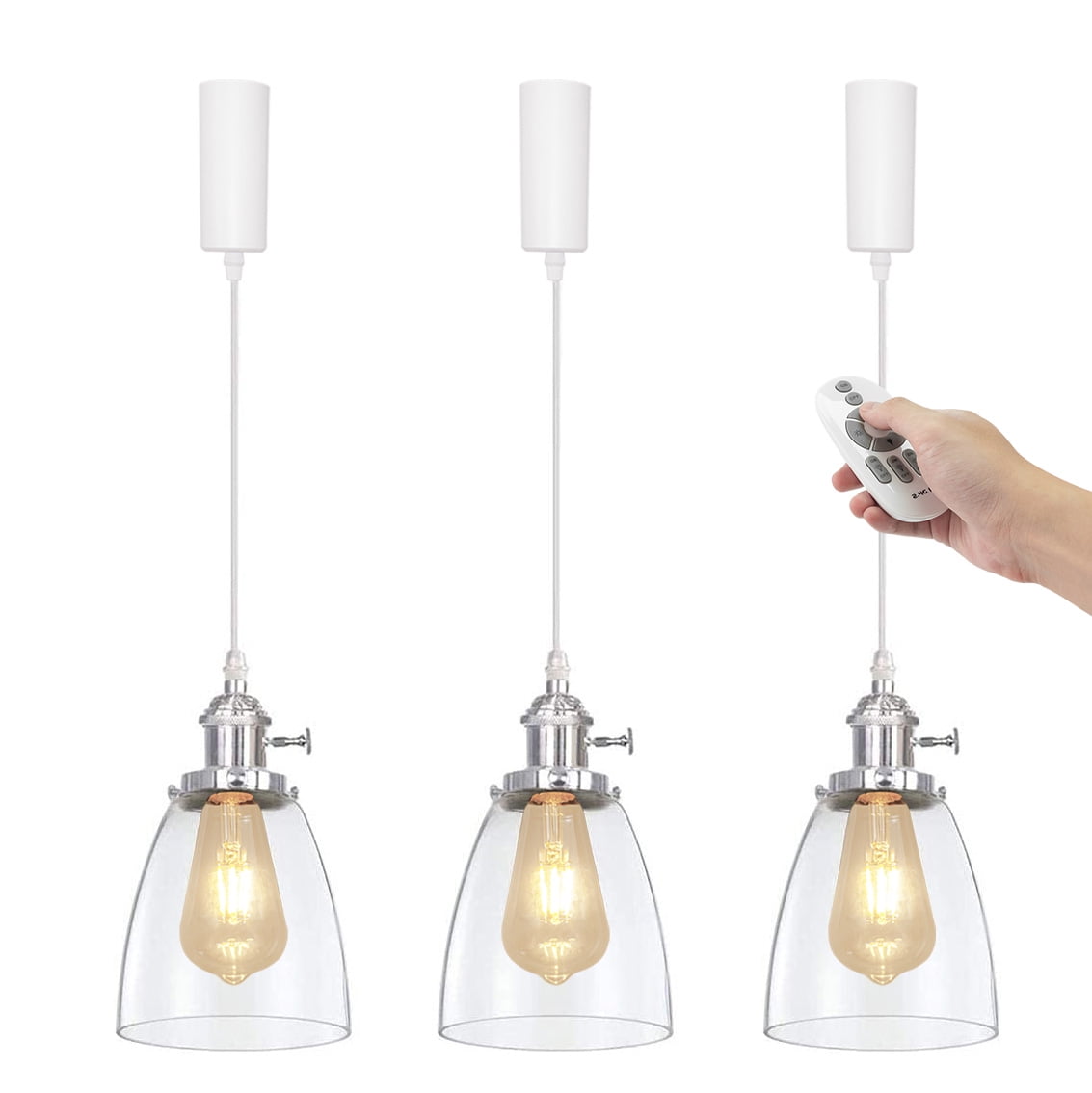 Kiven J-Type Track Lighting, 3-Light Modern Juno Track Pendant Light with Glass Lampshade ...