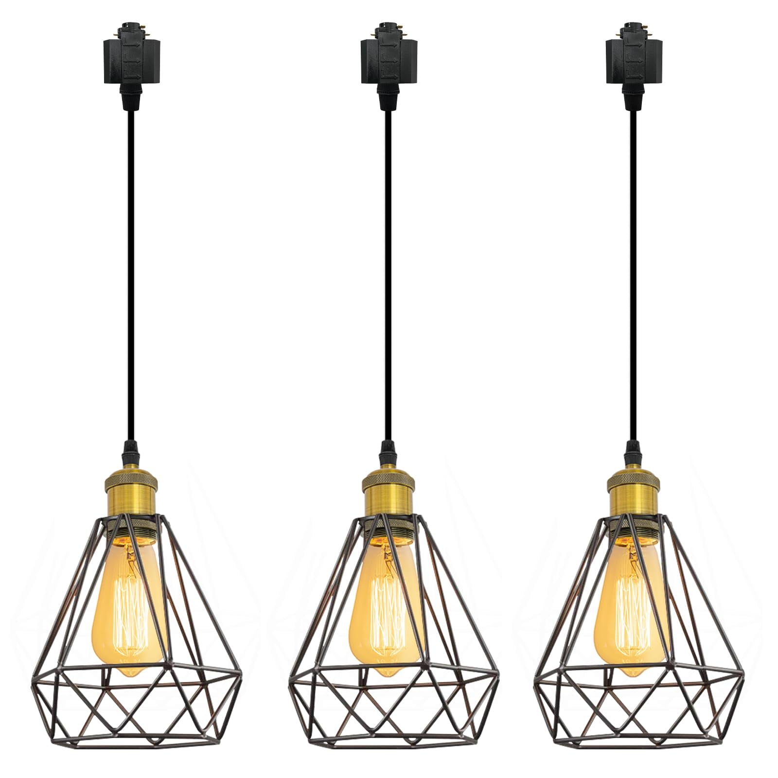 Kiven J-Type Track Lighting Pendants, 3-Light J Track Pendant Lights ...