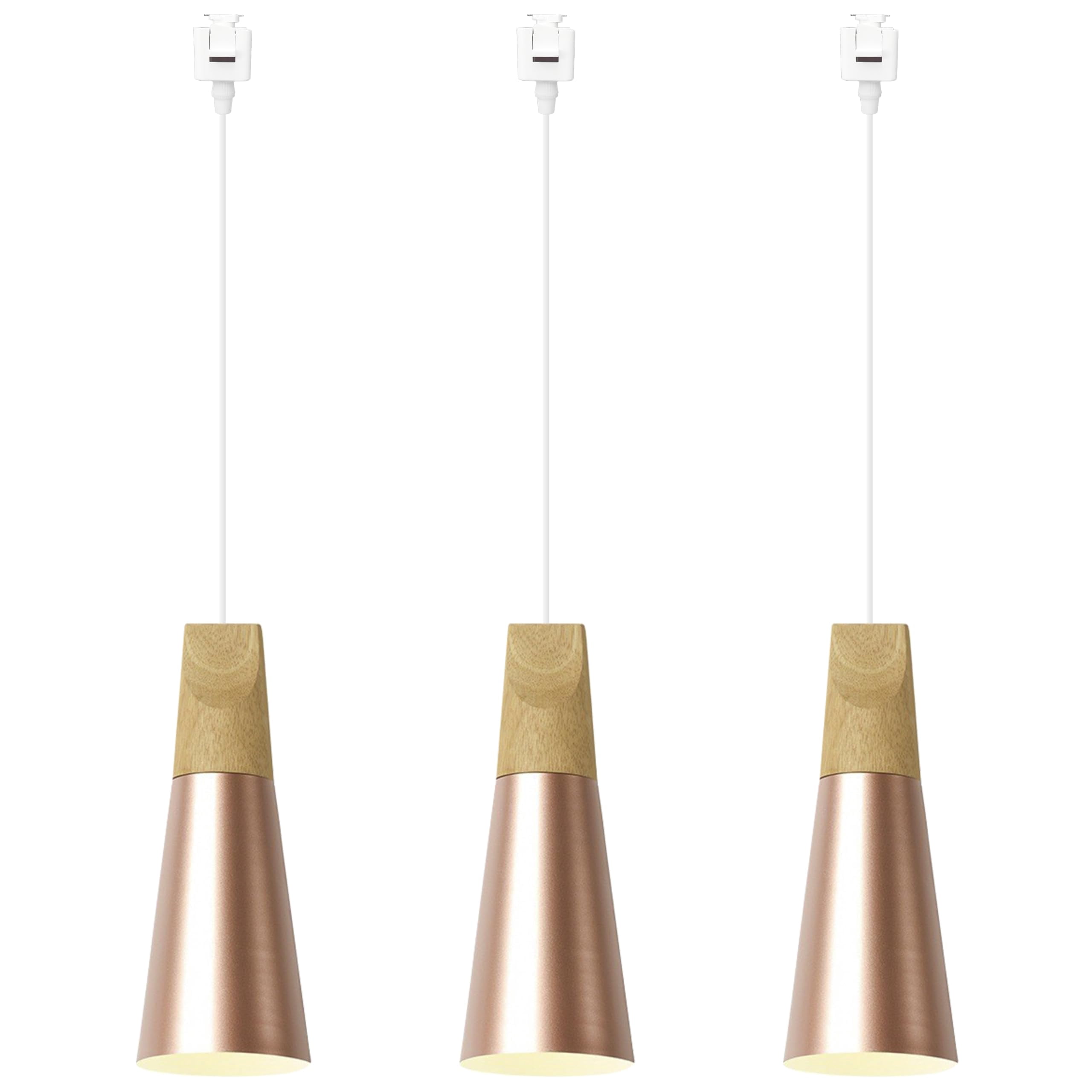 Kiven J-Type Track Lighting Pendants with φ4.3in Iron Lampshade 3-Light ...