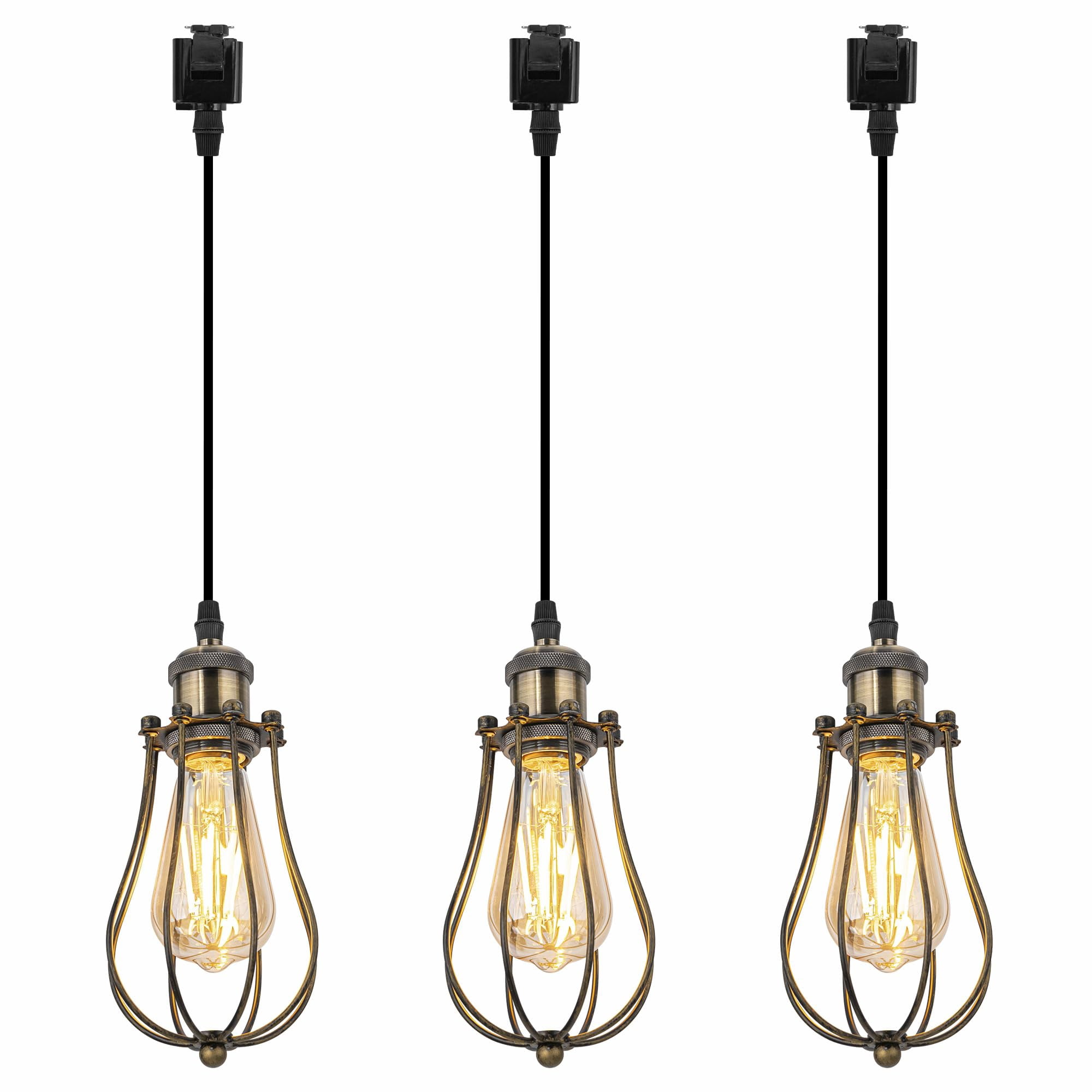 Kiven J-Type track lighting pendants,3-Light Industrial Bronze J track ...