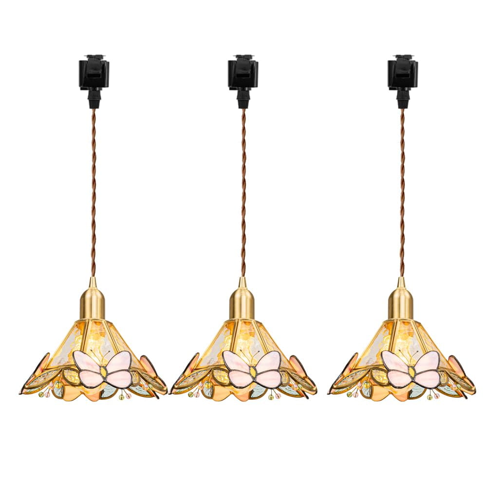 Kiven J-Type track lighting pendants,3-Light Tiffany Style J track ...