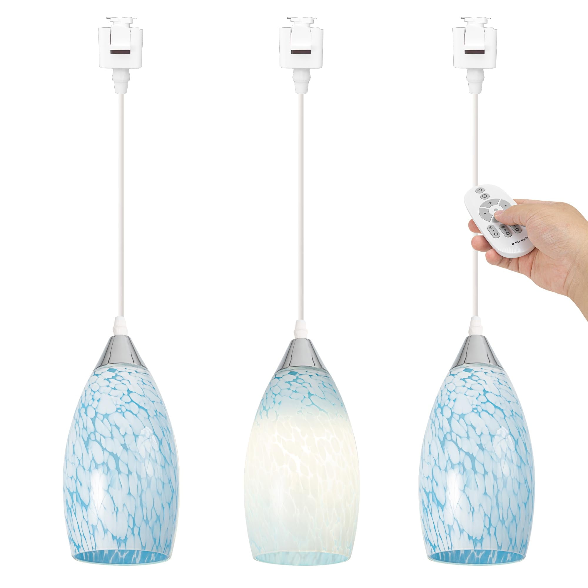 Kiven Juno track lighting pendants,Dimmable Modern J track pendant lights with Art Glass ...