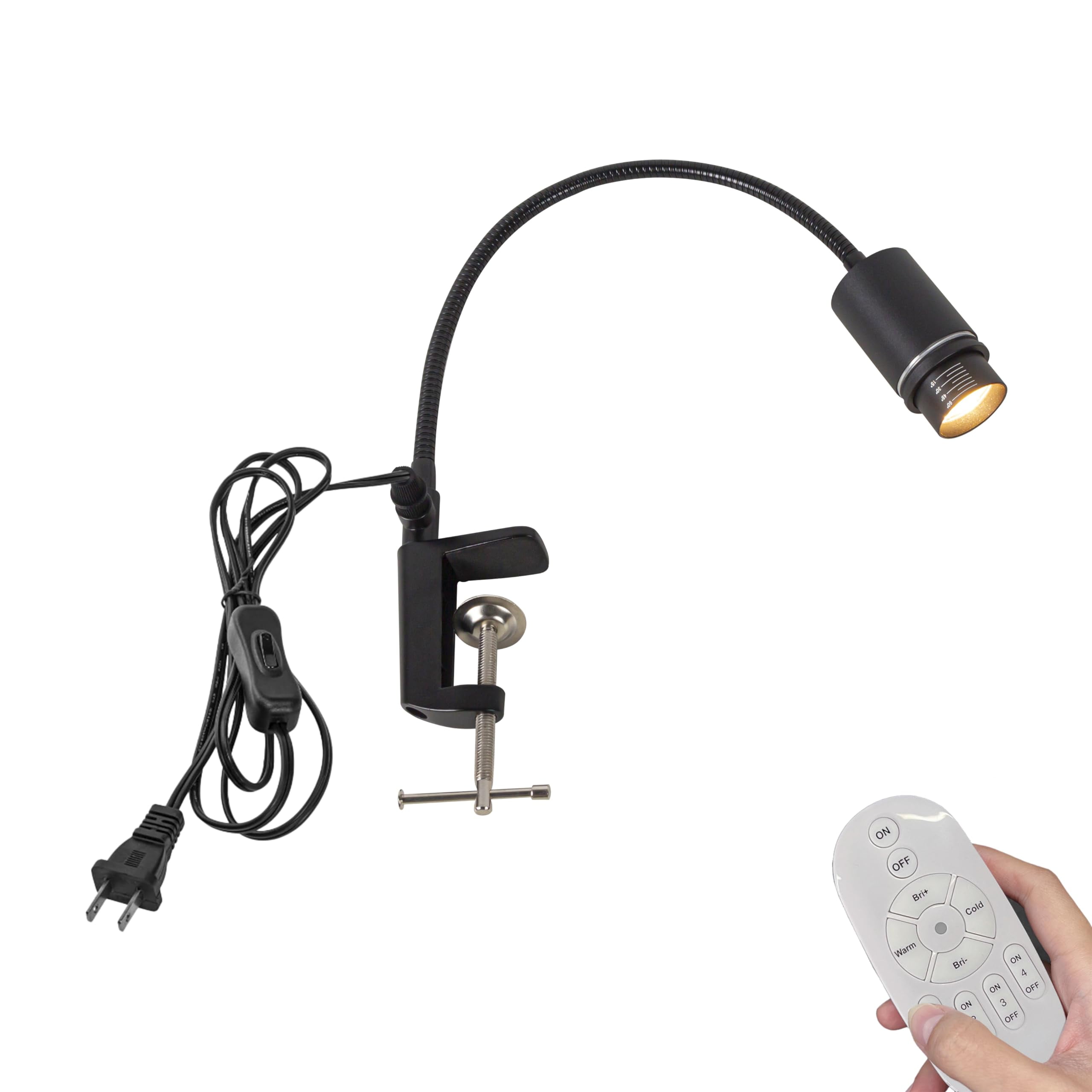 Kiven LED Work Light, Dimmable Black Gooseneck Led Light with Remote ...