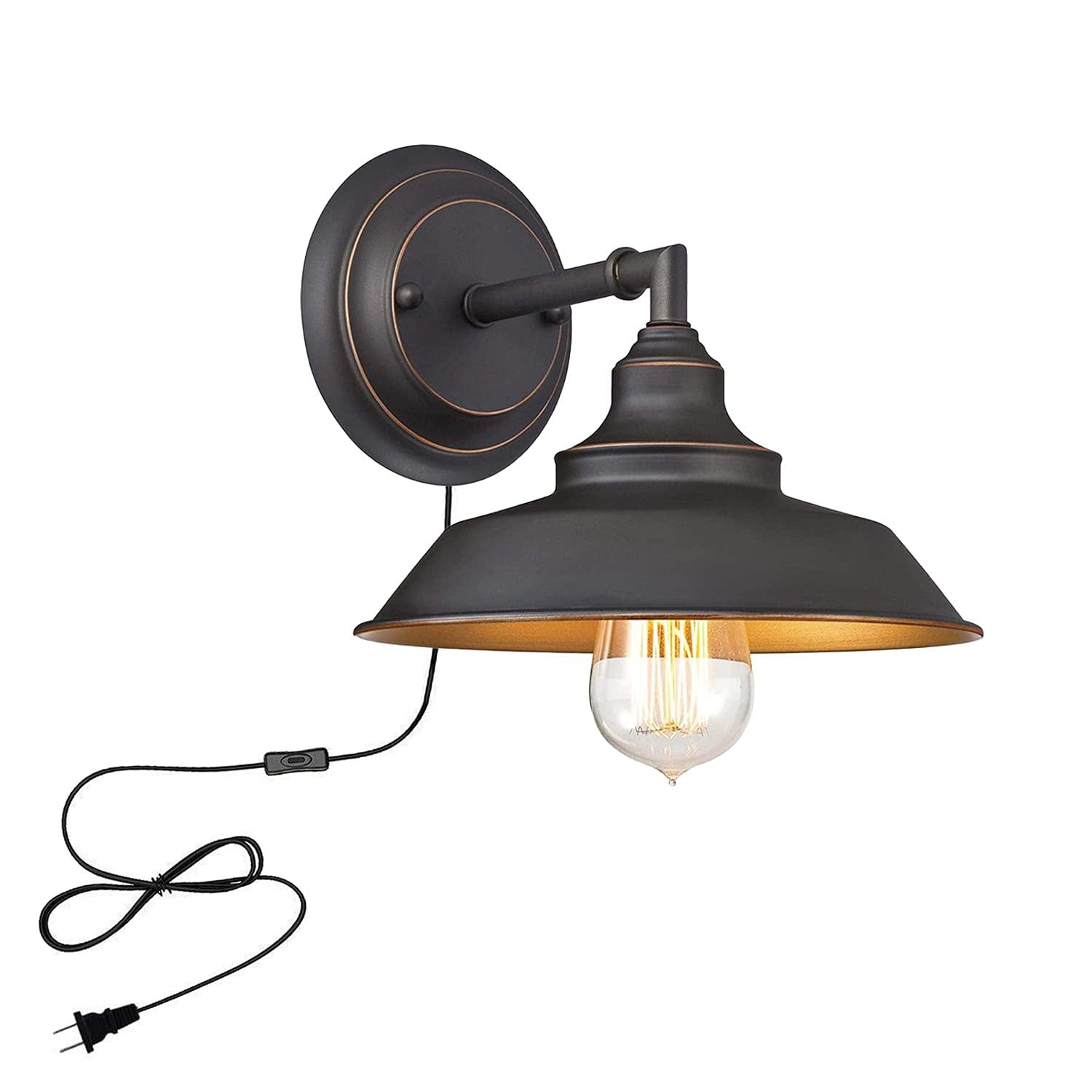 Kiven Metal Plug-in Wall Sconce Light Mini Modern Wall Lamp, Black Wall ...