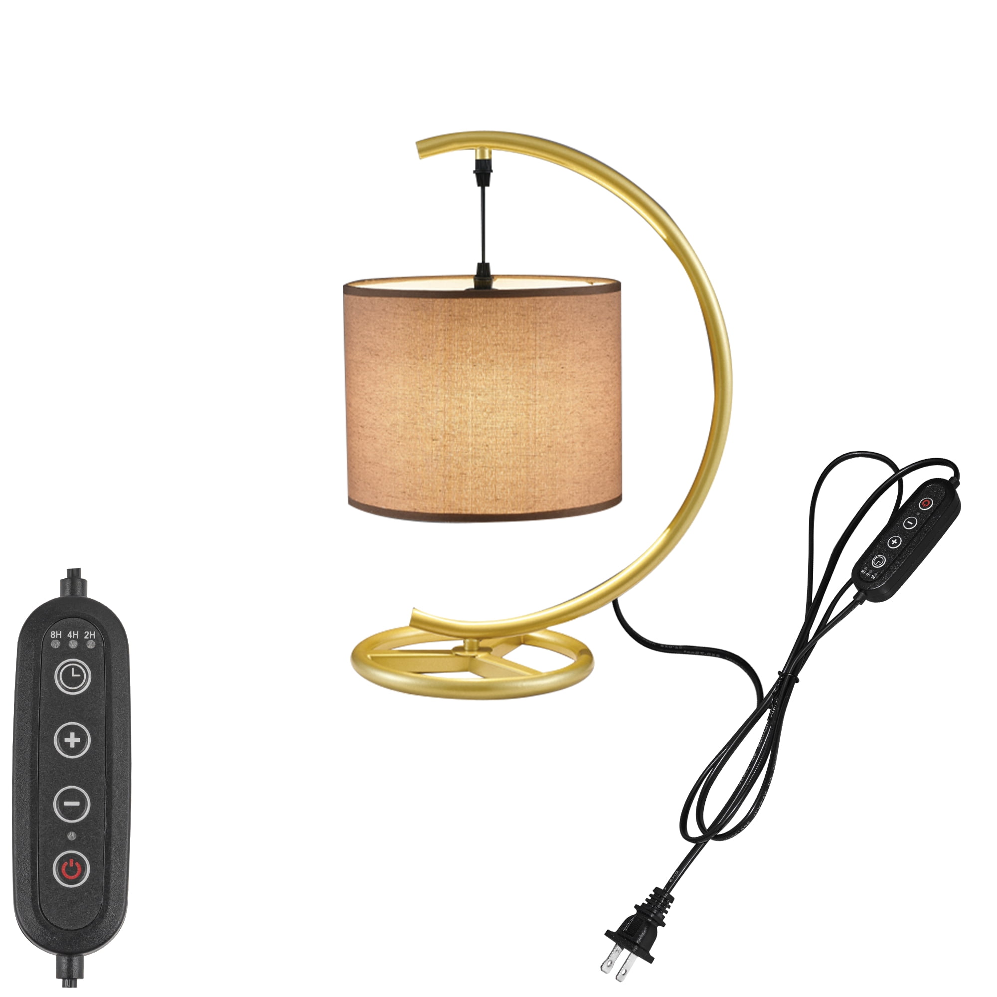 Kiven Modern Plug in Table Lamp, Dimmable Desk Lamp with Brown Fabric ...