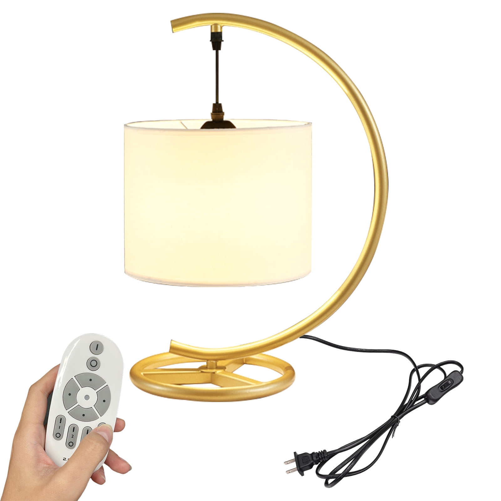Kiven Modern Plug in Table Lamp, Dimmable Desk Lamp with Fabric ...