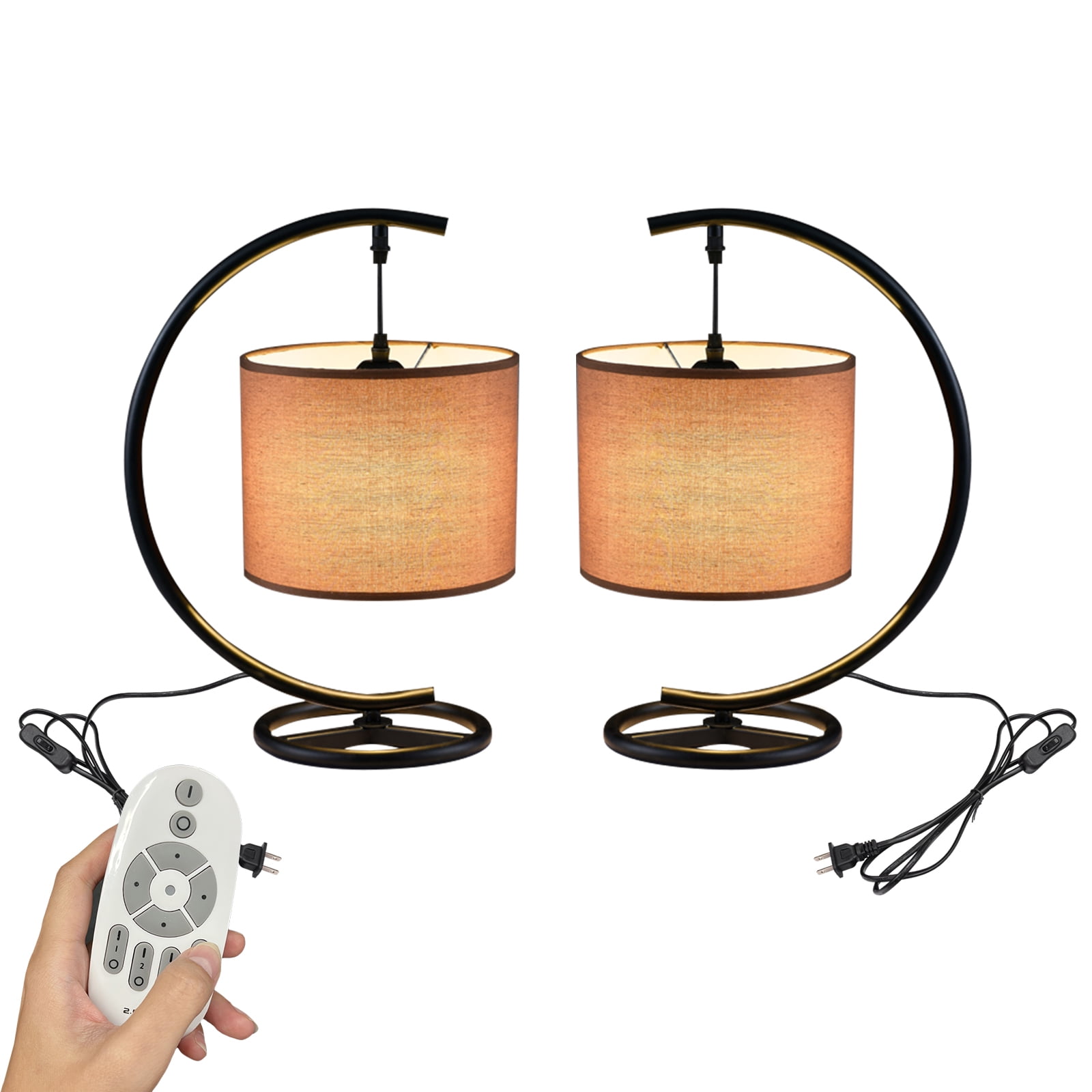 Kiven Modern Plug in Table Lamp, Dimmable Desk Lamp with Fabric ...