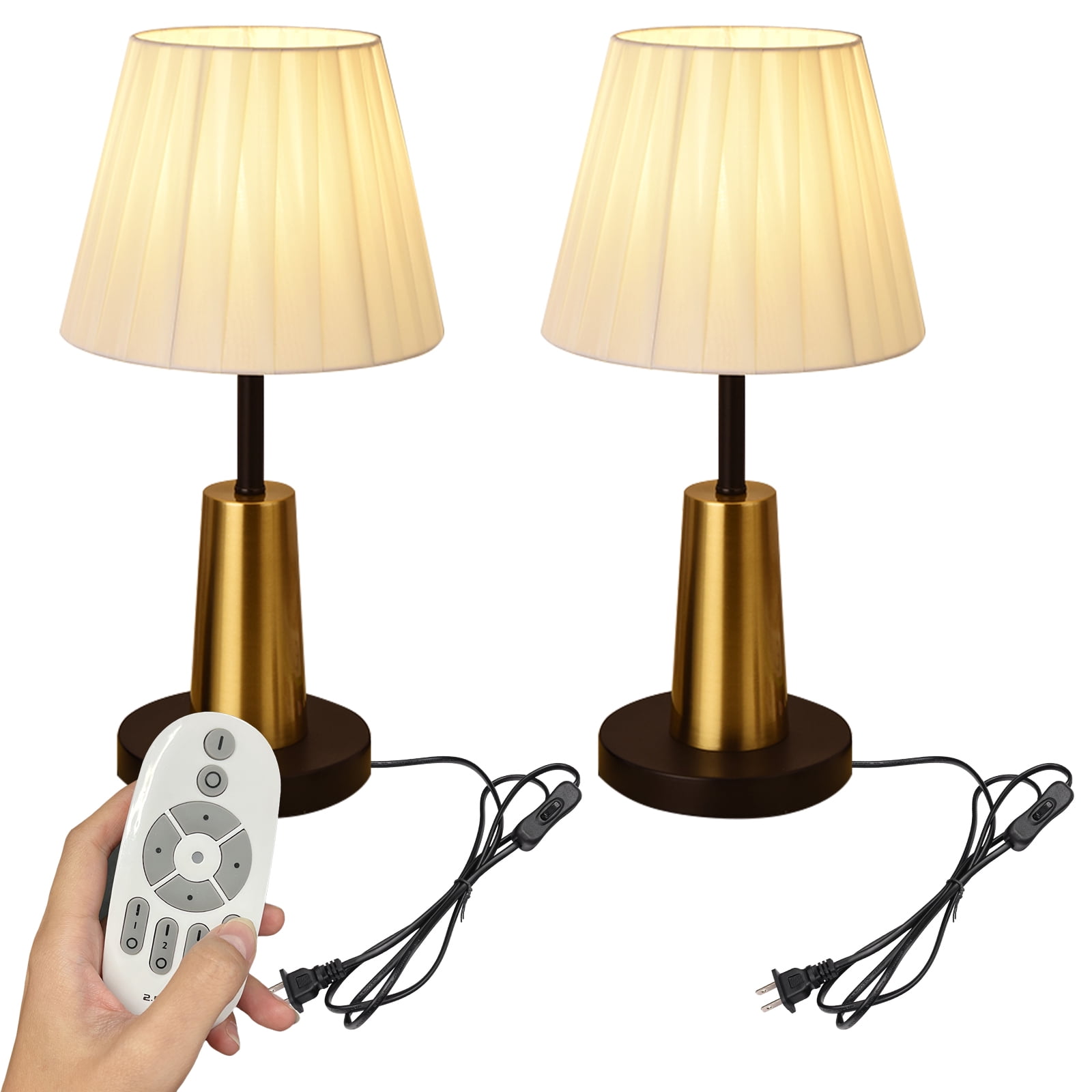 Kiven Modern Plug in Table Lamp, Dimmable Desk Lamp with Fabric ...