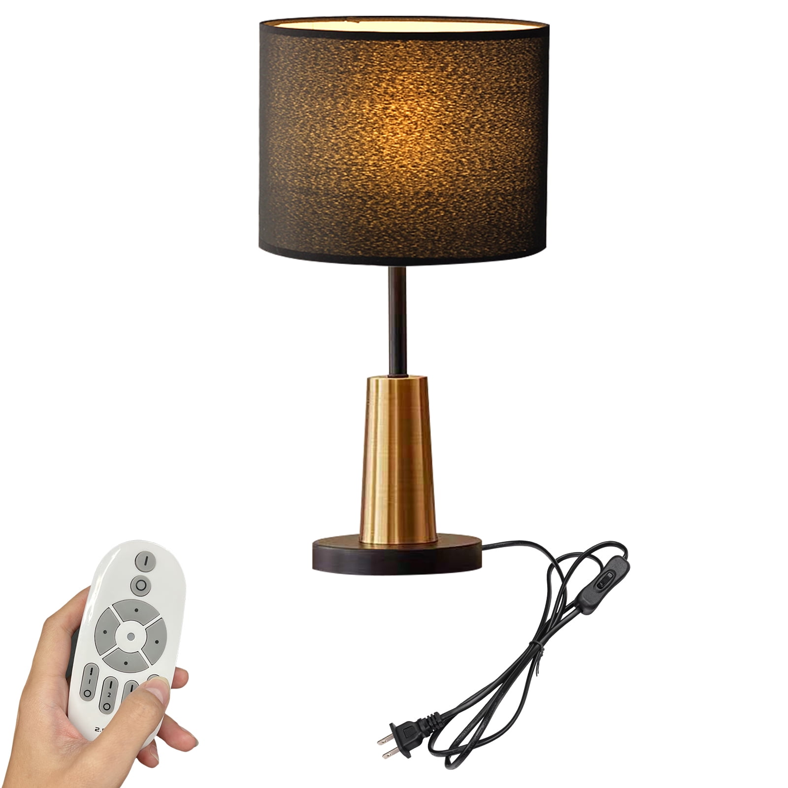 Kiven Dimmable Table Lamp, LED Base, White Fabric Shade, Remote Control ...