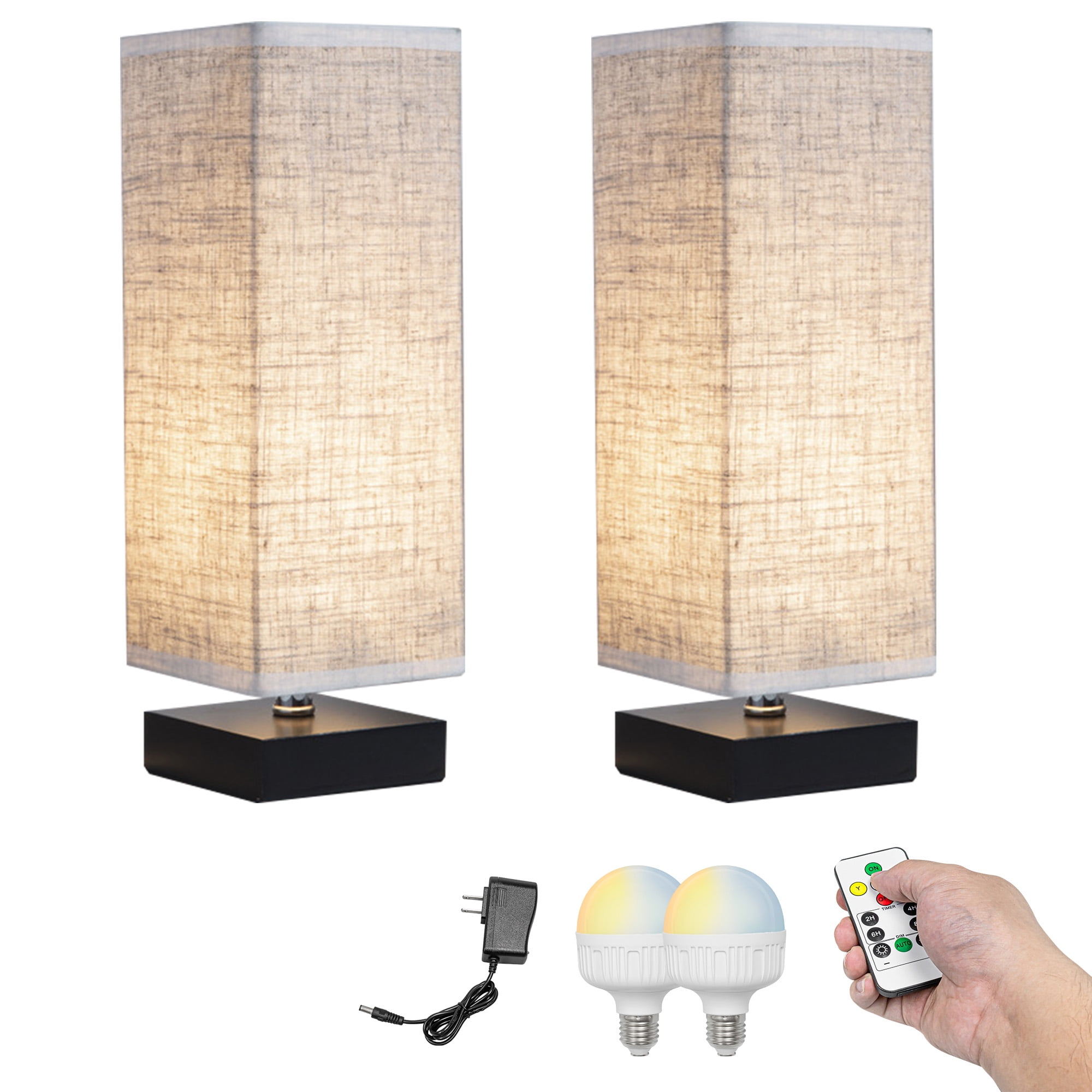 Kiven Modern Rechargeable Table Lamp, Dimmable Desk Lamp with Fabric ...