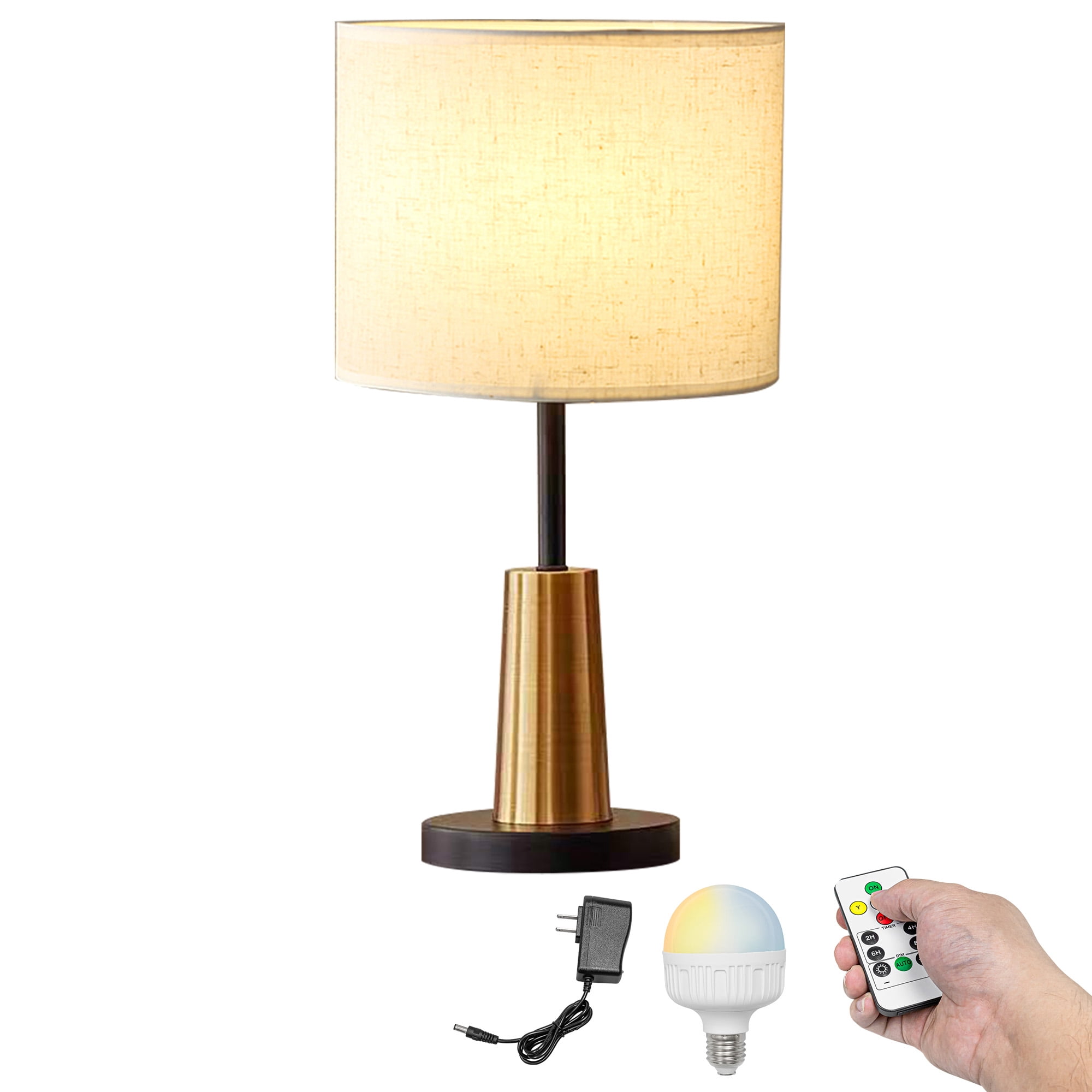 Kiven Modern Rechargeable Table Lamp, Dimmable Desk Lamp with Fabric ...
