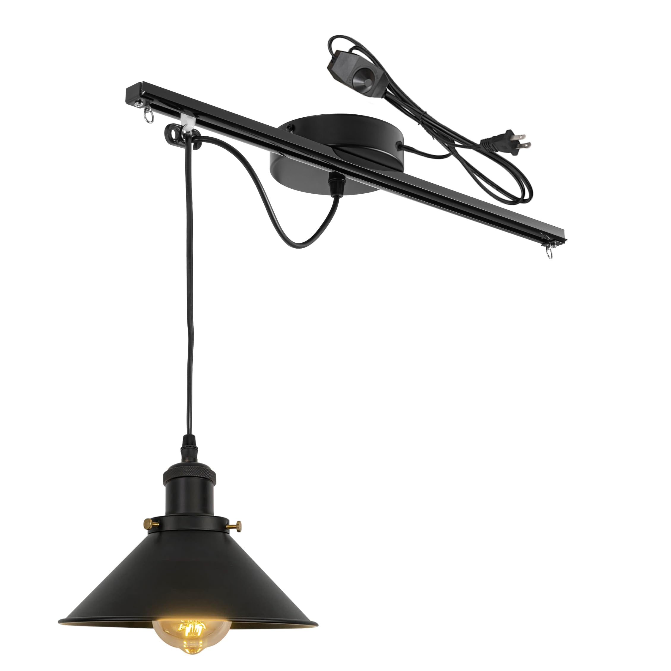 Kiven Movable Pendant Lights with 19" Track and 15ft Plug in Cord ...