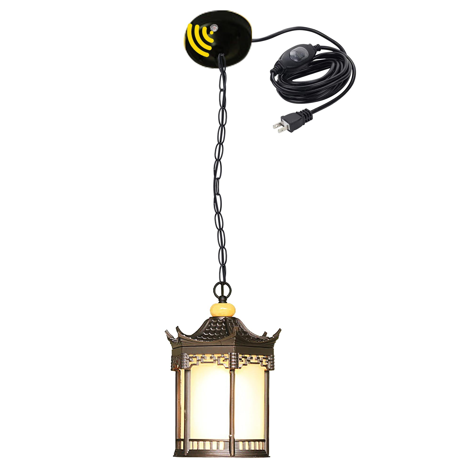 Kiven Outdoor Pendant Light Dusk to Dawn with 15FT Plug-in Cord, IP65 Waterproof Ceiling Hanging ...