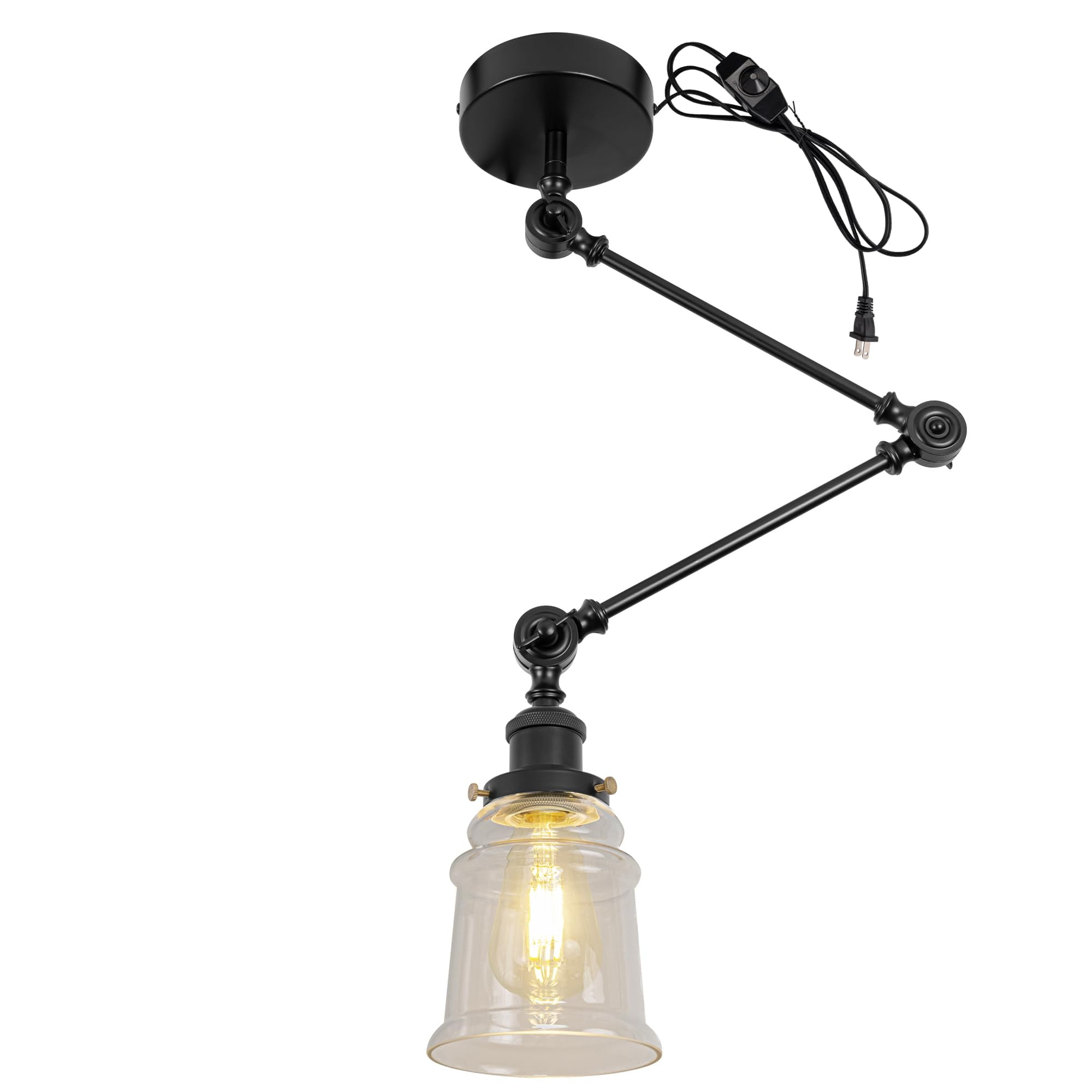 Kiven Pendant Light Fixture Adjustable Height,Black Swing Arm Hanging ...