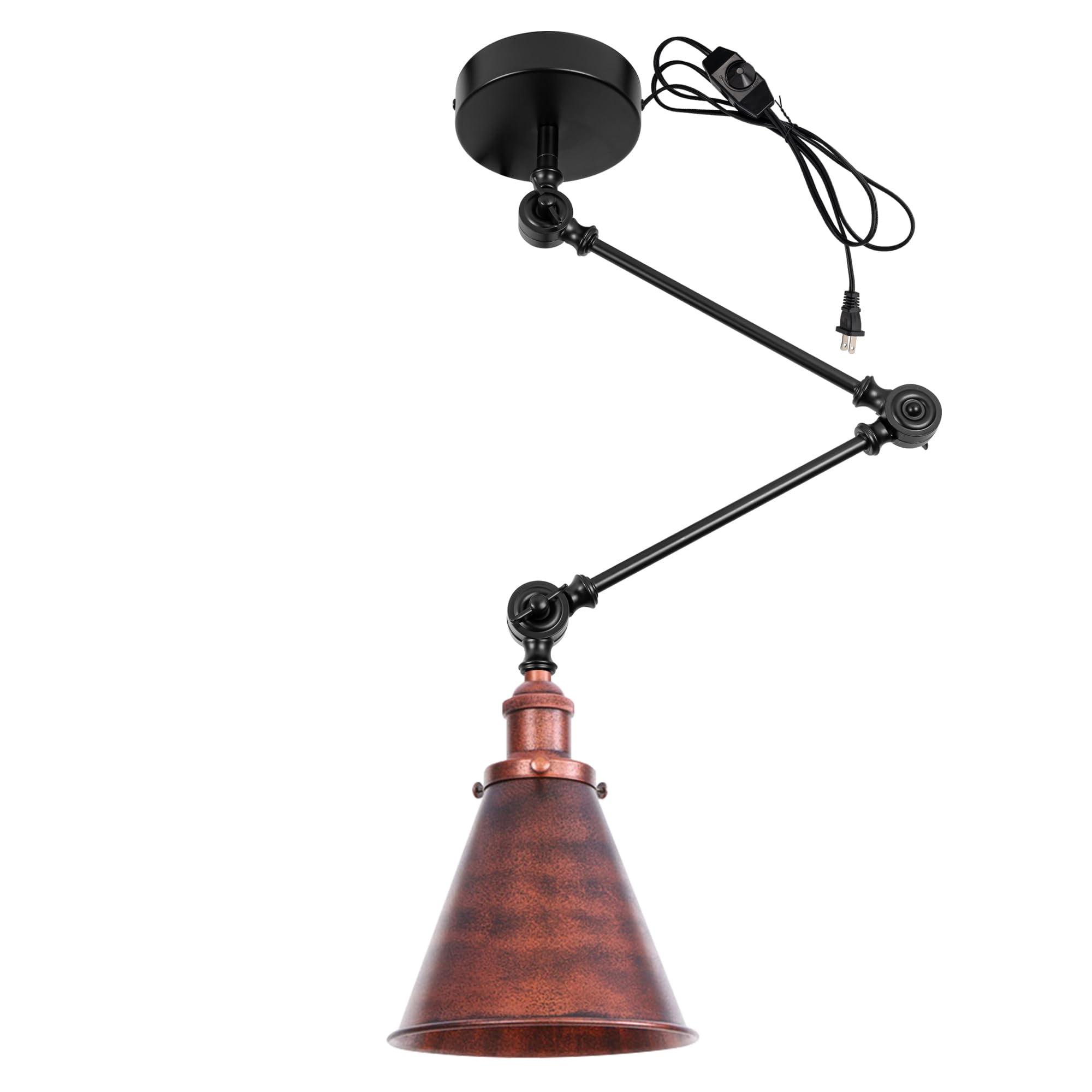 Kiven Pendant Light Fixture Adjustable Height,Rusty Red Swing Arm ...