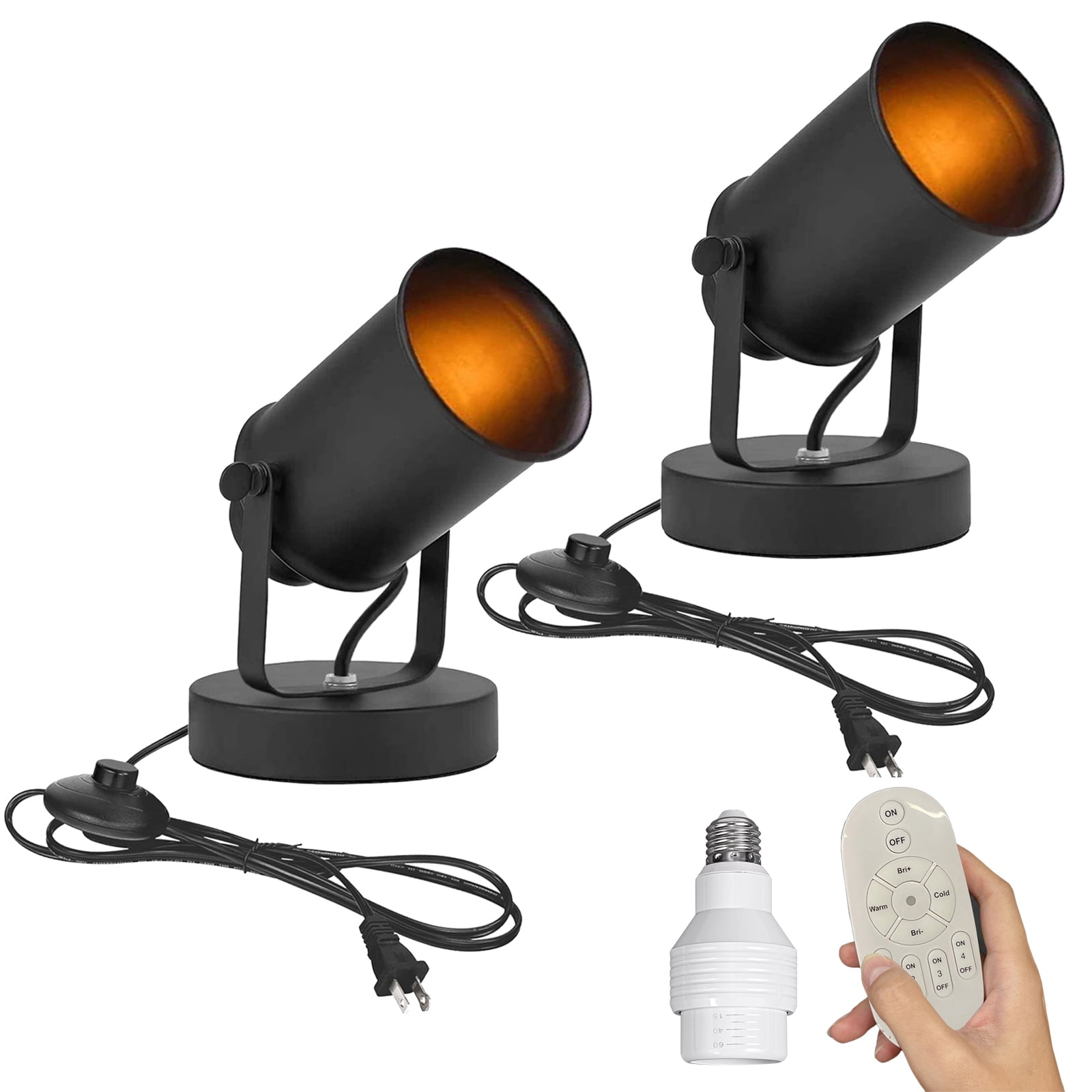 Kiven Plug in Up Light Accent Light, Black Dimmable Spot Light Indoor ...
