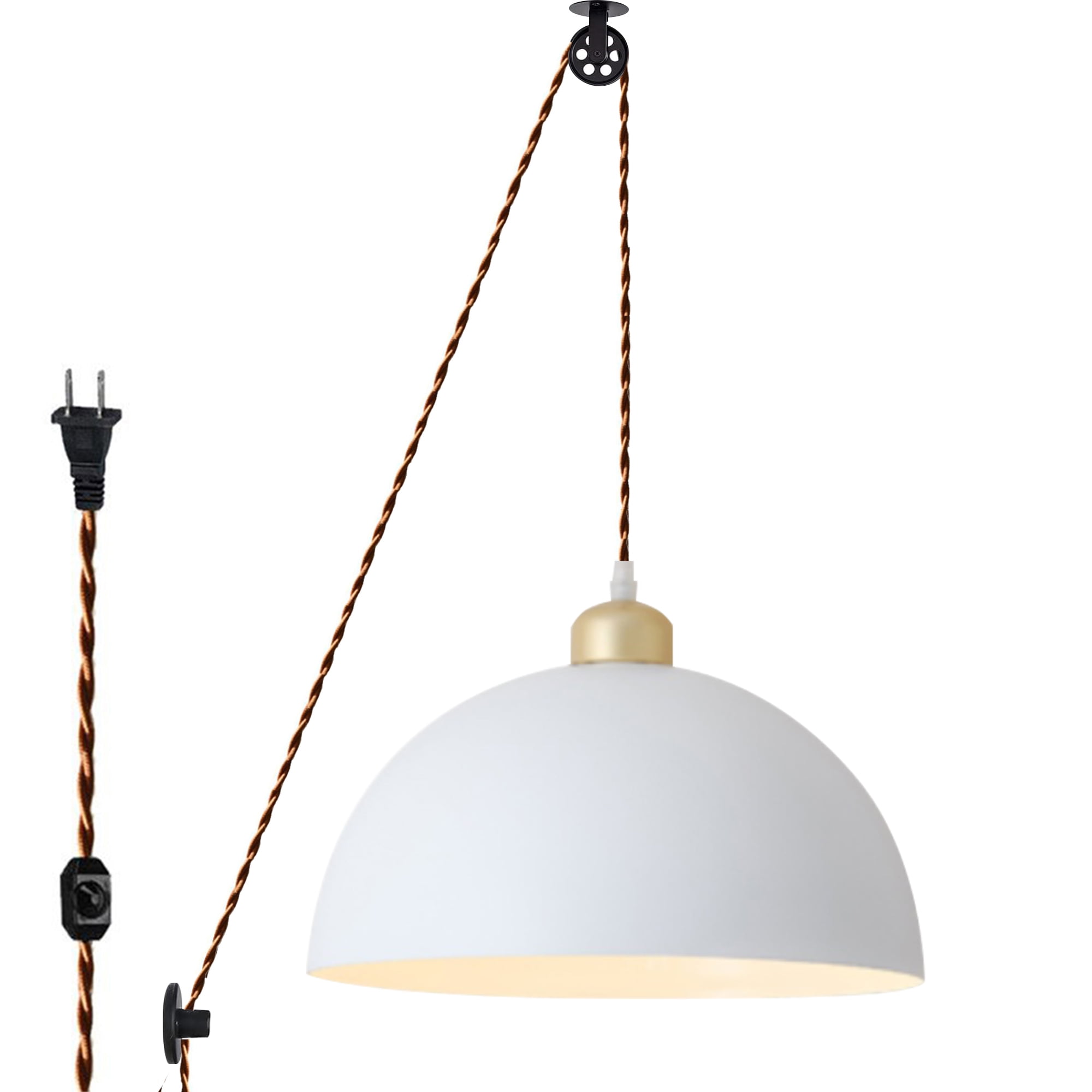 Kiven Plug in Modern Pendant Light, Pulley Hanging Light with Iron ...