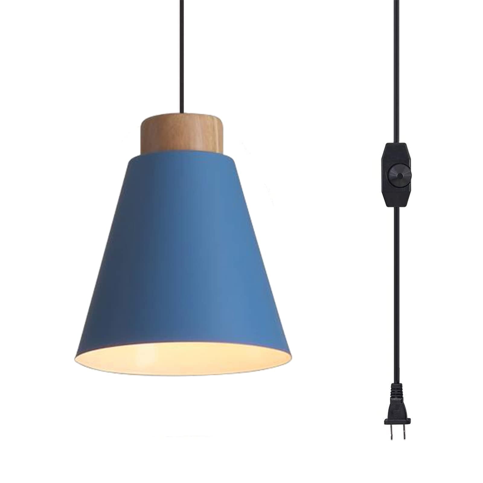 Kiven Plug in Pendant Light,Blue Modern Hanging Light Fixture with Plug ...