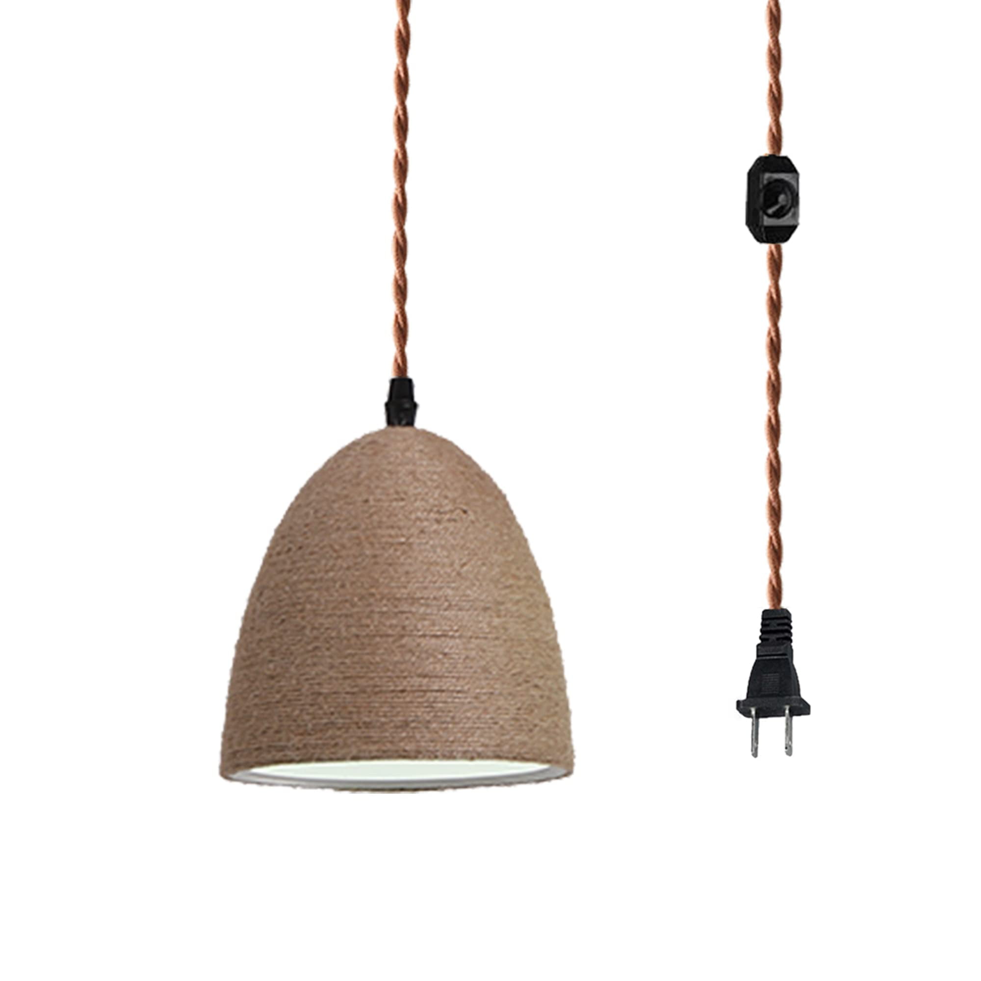 Kiven Plug in Pendant Light, Brown Vintage Style Hanging Light,Hanging ...