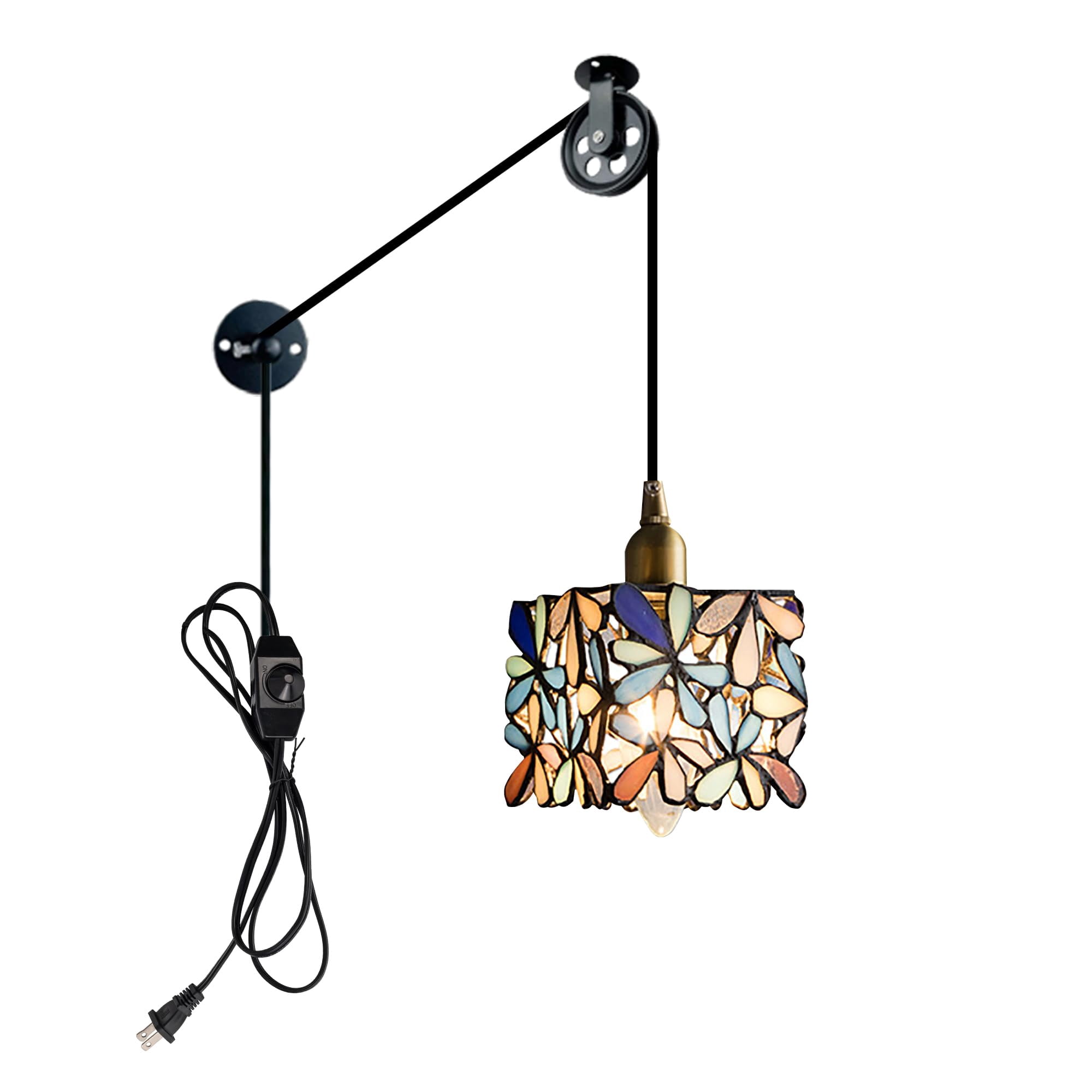 Kiven Plug in Pendant Light, Farmhouse Hanging Light Fixture with Glass ...