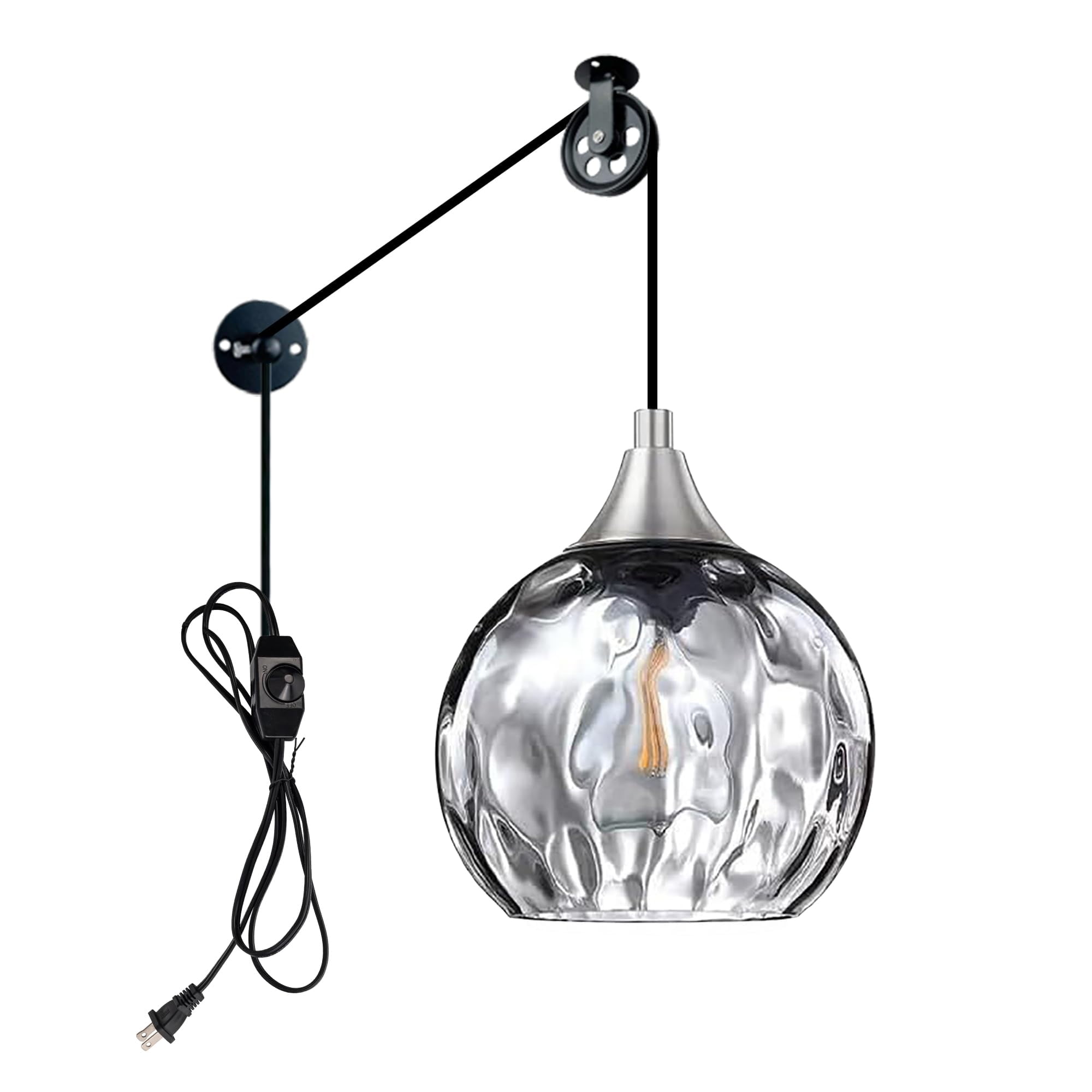 Kiven Plug in Pendant Light, Farmhouse Hanging Light Fixture with Grey ...